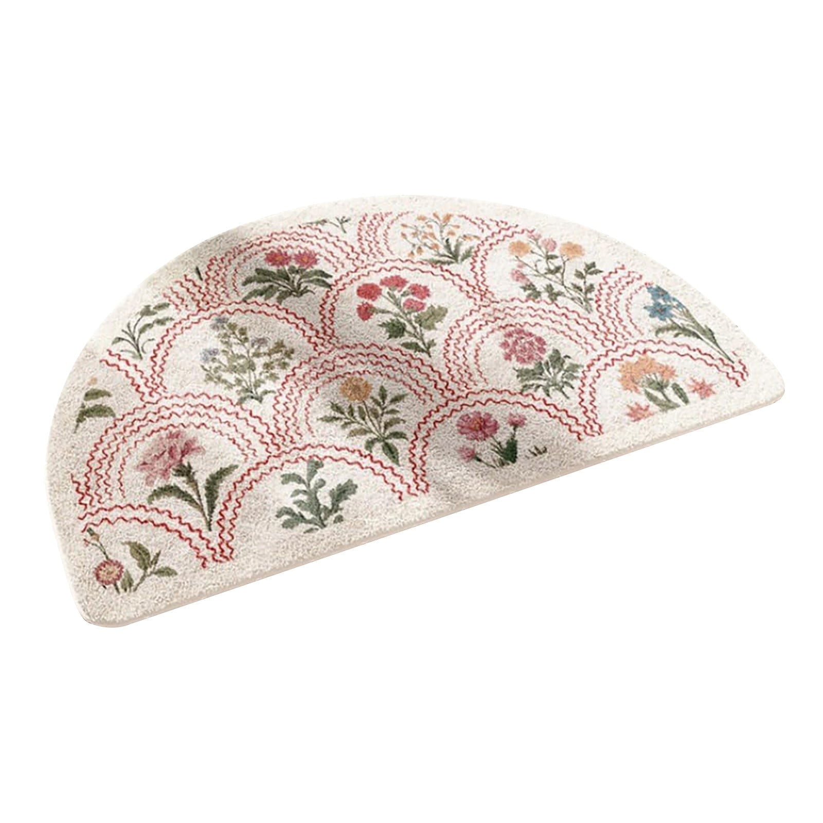 Half Circle Bathroom Rugs Spring Floral Print Doormats Coir Entrance ...