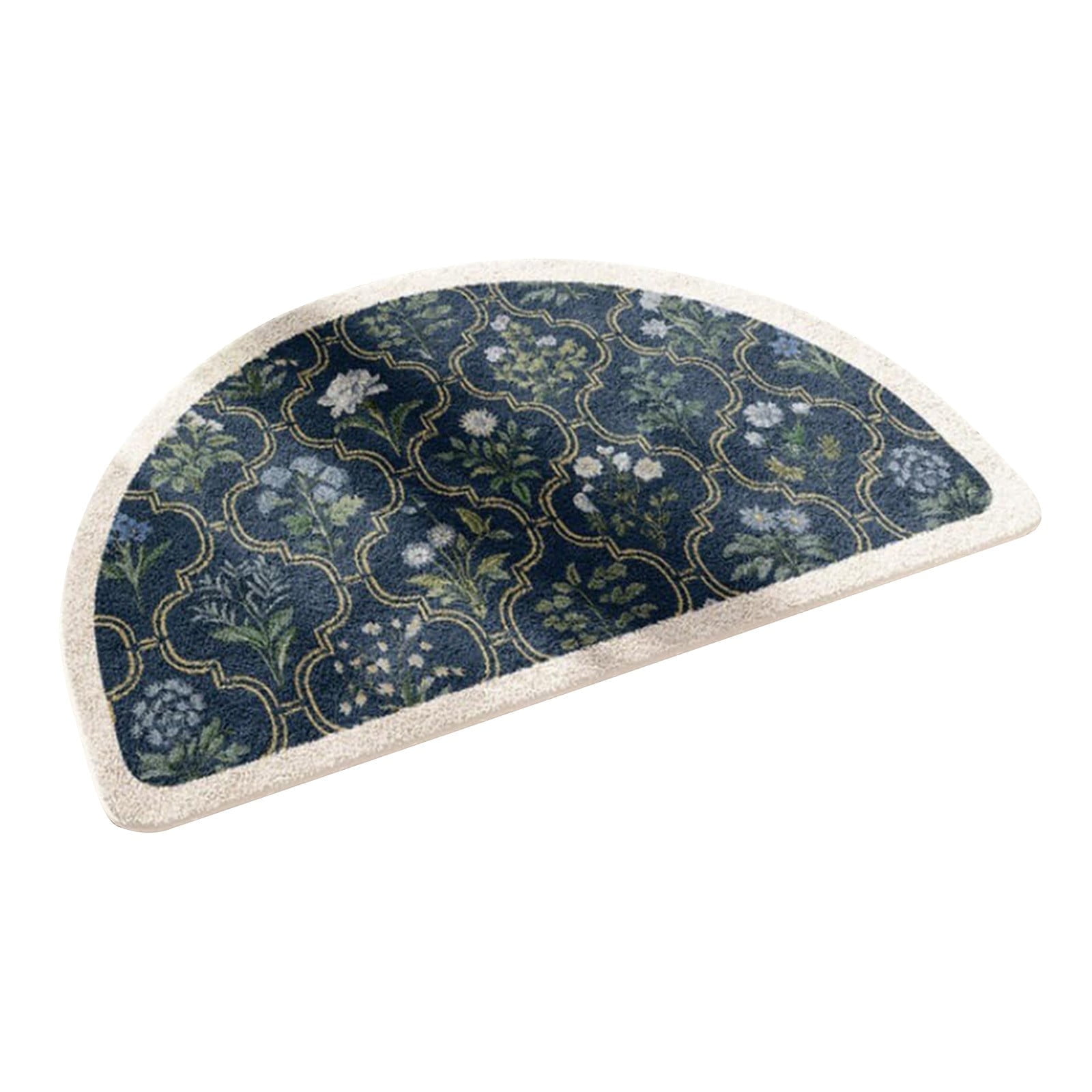 Half Circle Bathroom Rugs Spring Floral Print Doormats Coir Entrance ...