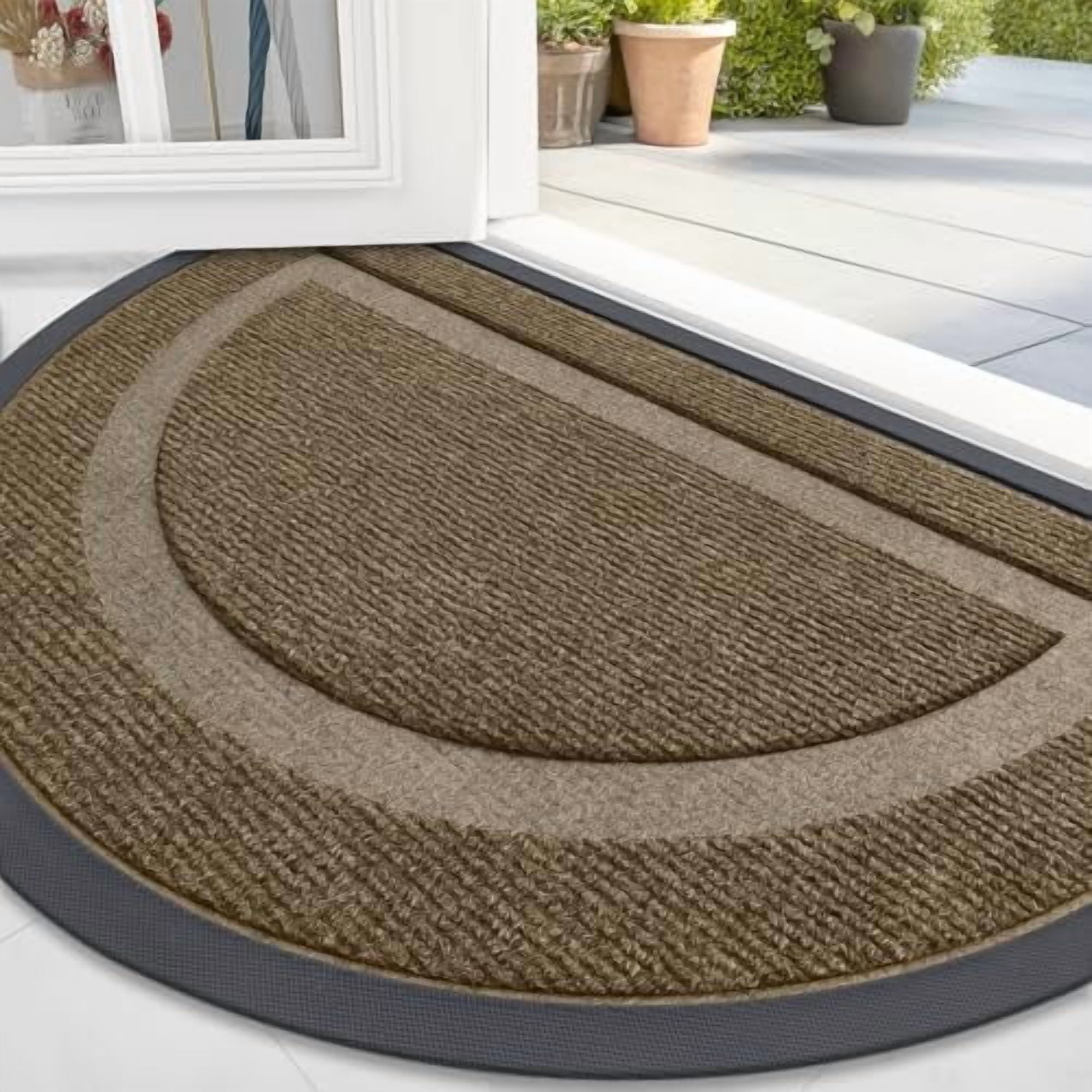 Half Circle Door Mat Indoor Outdoor Entrance Welcome, Waterproof All ...