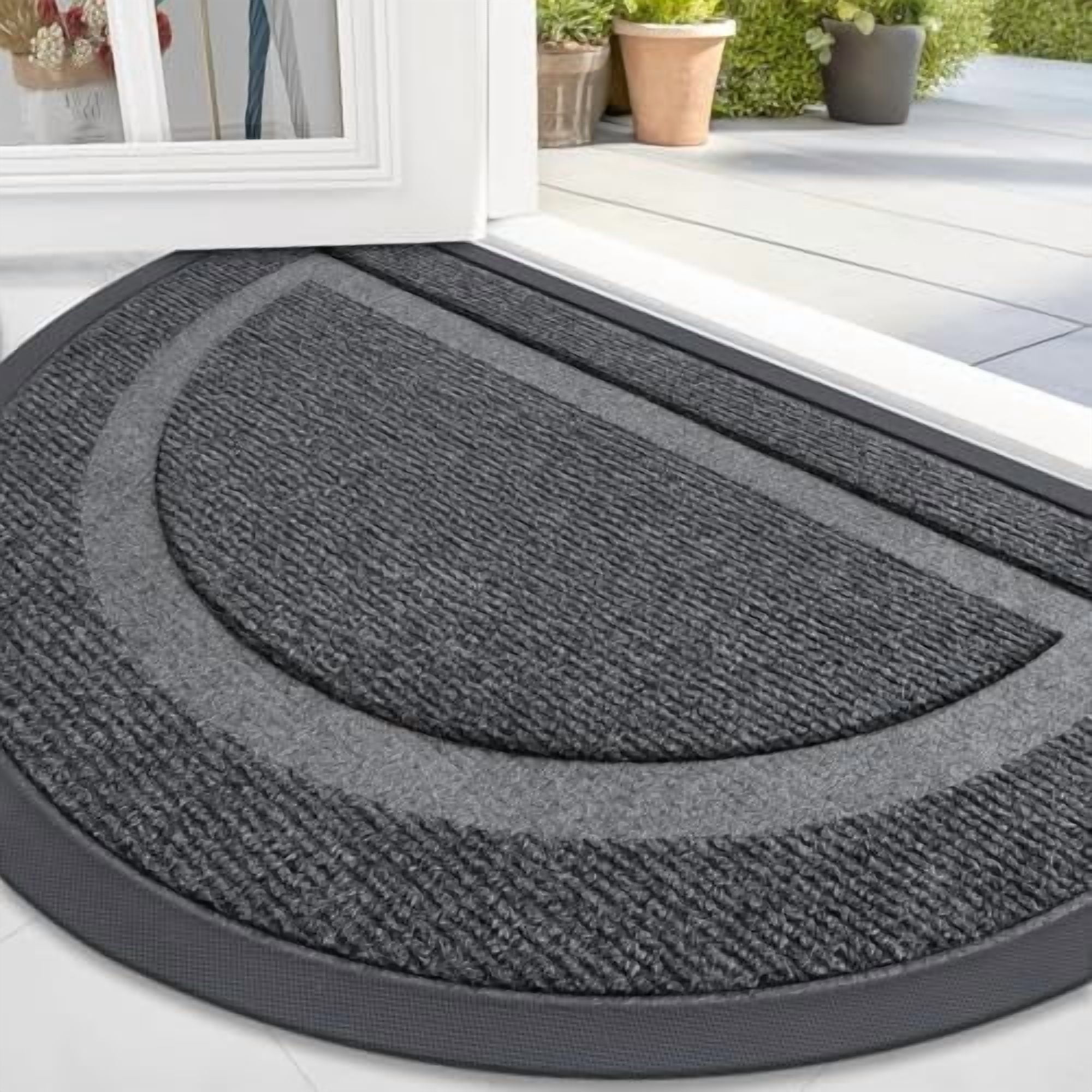 Half Circle Door Mat Indoor Outdoor Entrance Welcome, Waterproof All ...