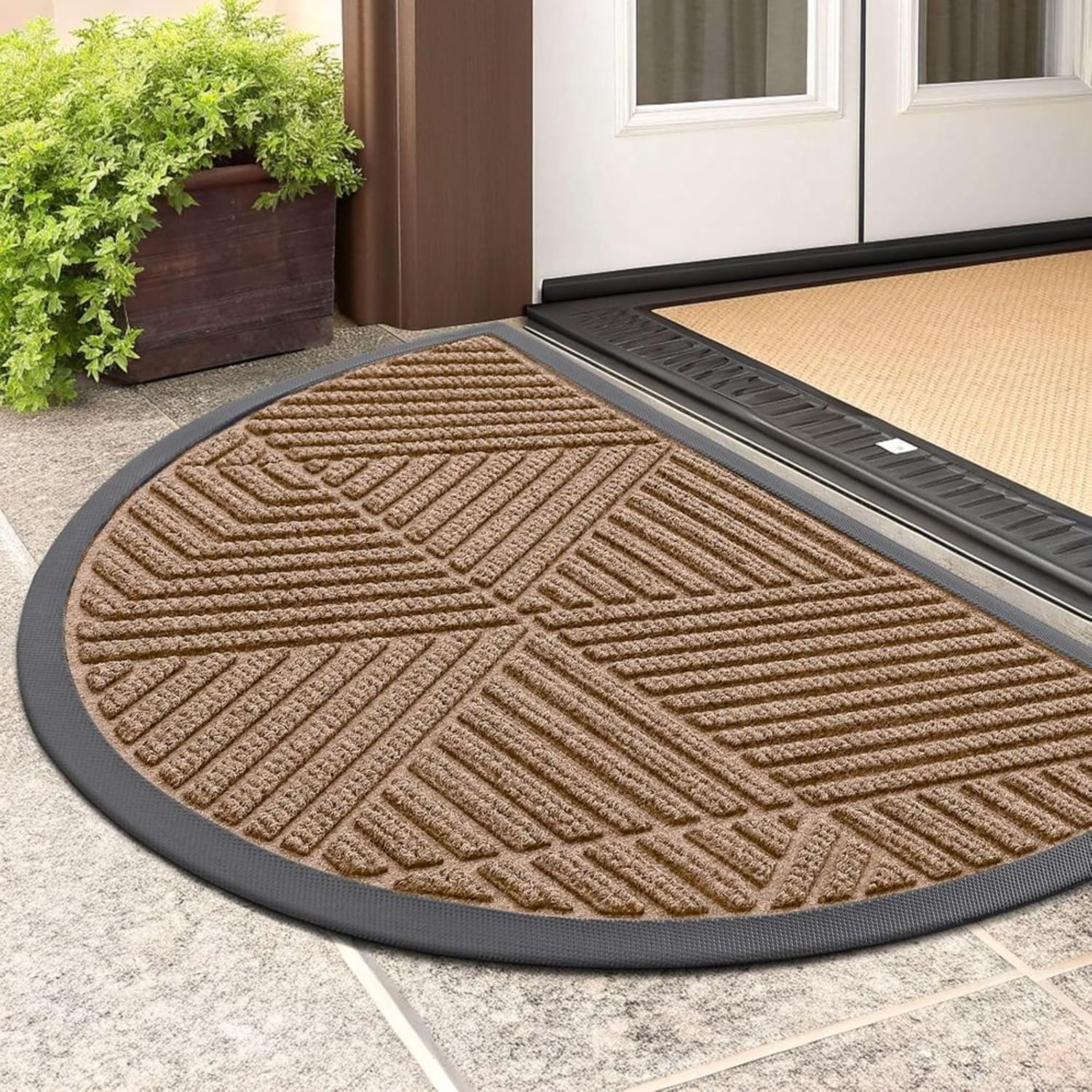 Half Circle Front Door Mat 29.5x17 Inch Heavy Duty Natural Rubber ...