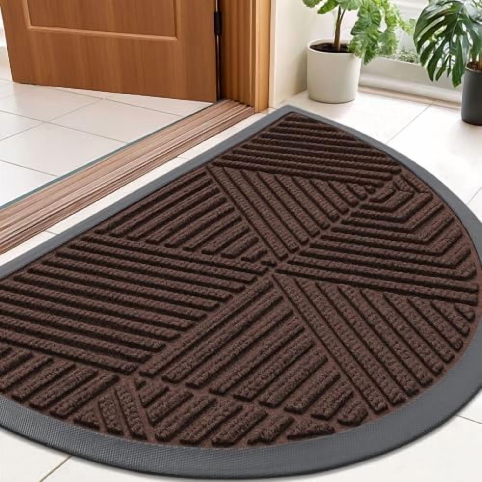 Half Circle Front Door Mat Outside Entrance, Heavy Duty Sturdy Natural ...