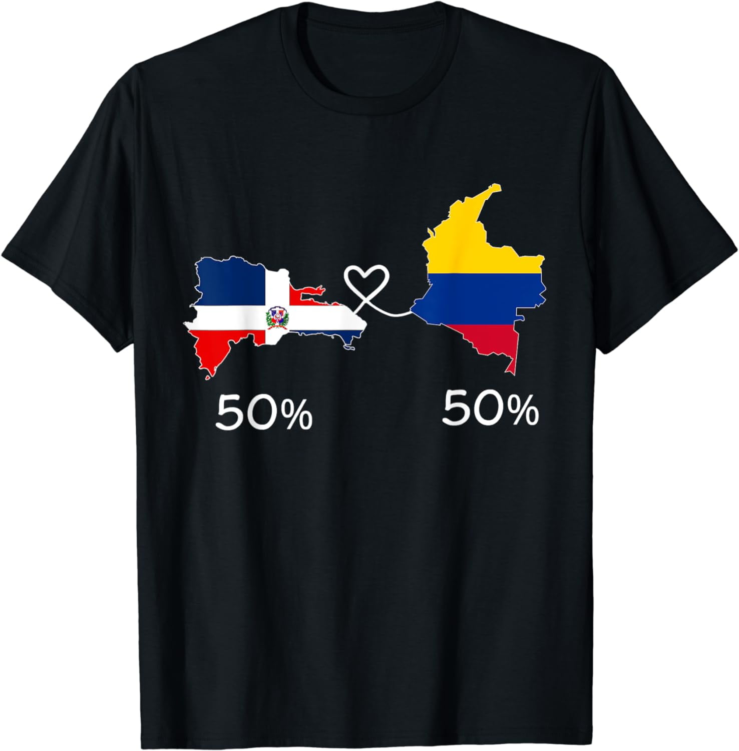 Half Colombian Half Dominican Flag Map DNA Love Colombia T-Shirt ...