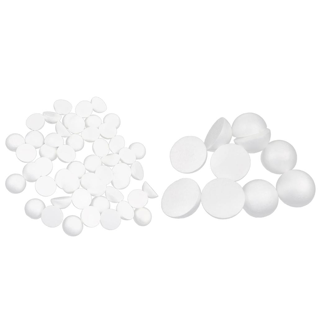 Half Craft Foam Balls - 50-Pack Smooth Half Round Polystyrene Foam ...