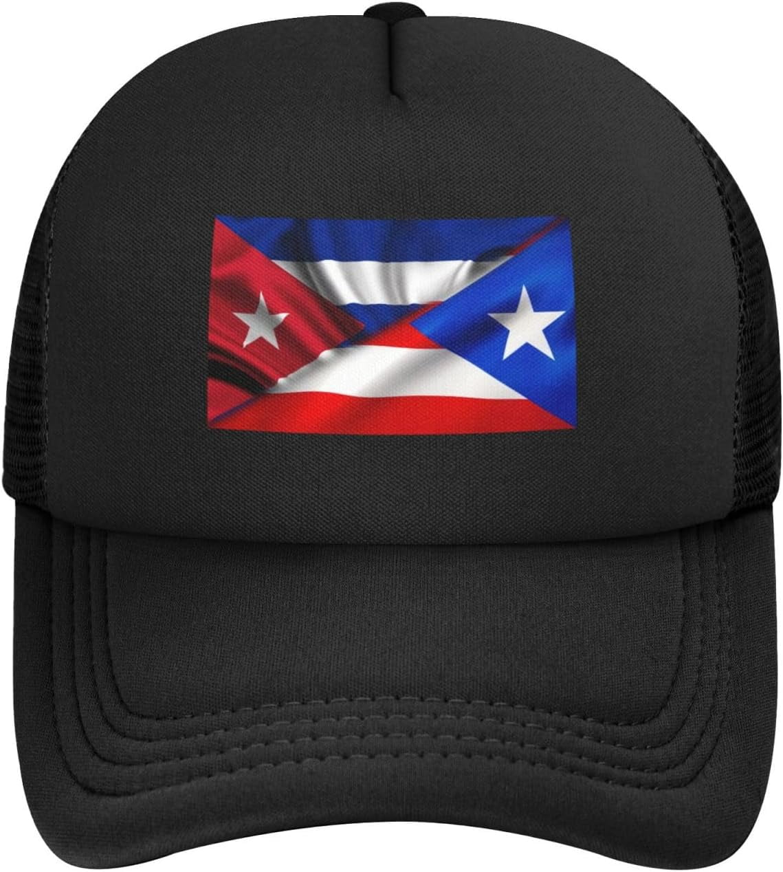 Half Cuba Cuban Half Puerto Rico Flag Adult Mesh Baseball Cap ...