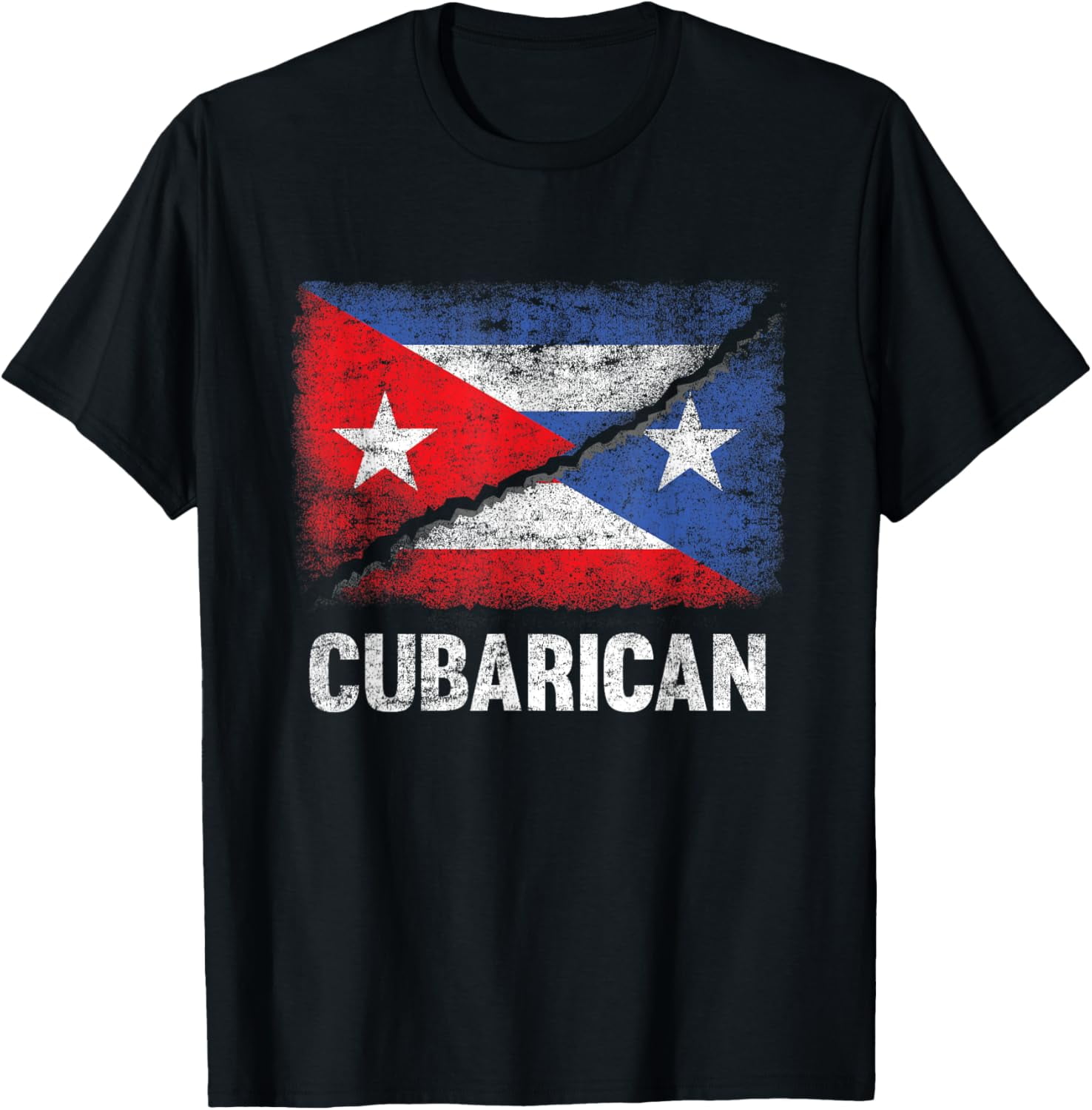 Half Cuban Half Puerto Rican Flag Cuba Puerto Rico Cubarican T-Shirt ...