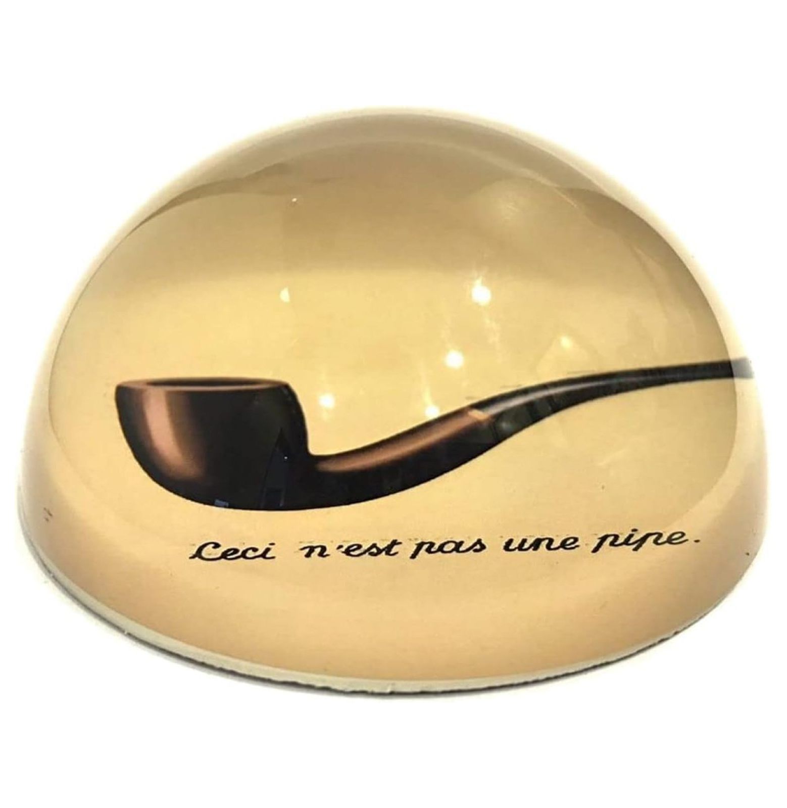 Half Dome Glass Paperweight - Magritte the Treachery of Images - 3 "x 3 ...