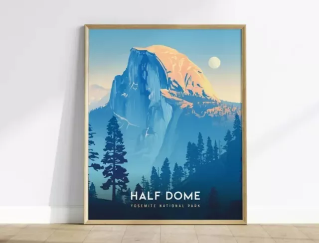 Half Dome Yosemite Poster Â€“ Scenic Minimalist Art Print NO FRAMED ...