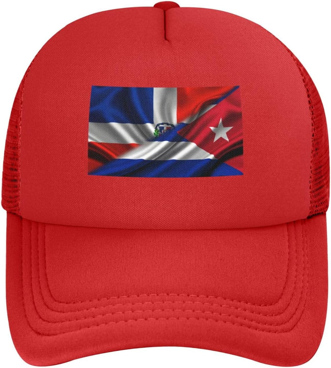 Half Dominican Republic Half Cuba Cuban Flag Adult Mesh Baseball Cap ...