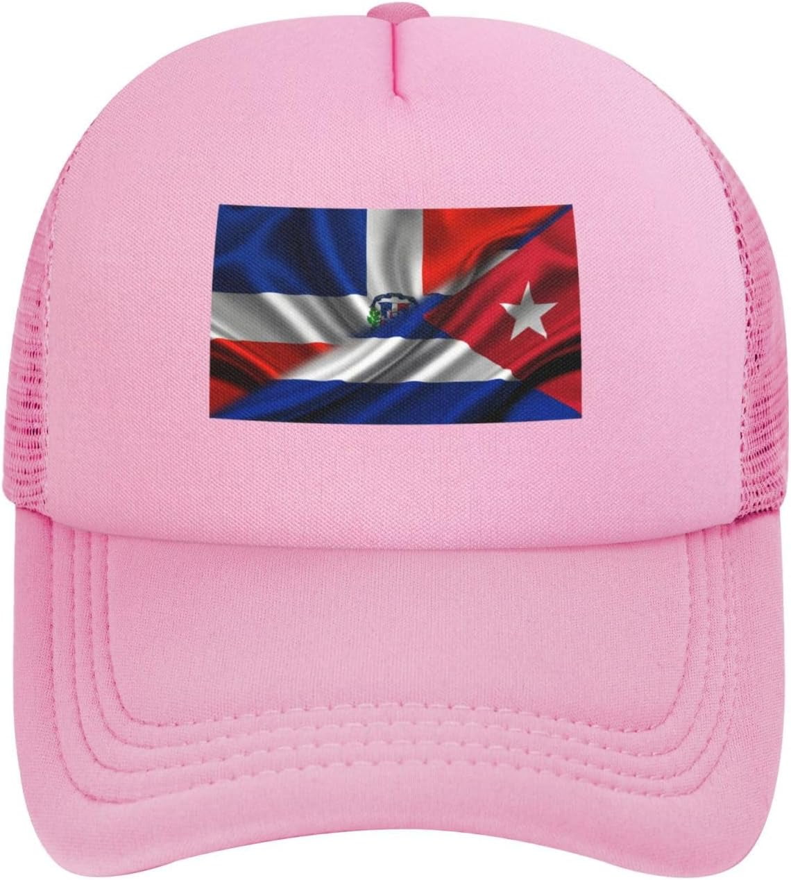 Half Dominican Republic Half Cuba Cuban Flag Adult Mesh Baseball Cap ...