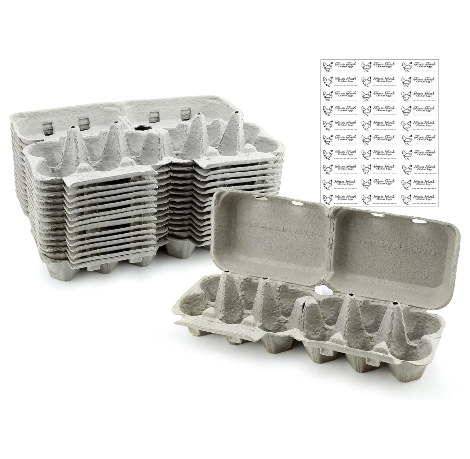 Half Dozen Egg Cartons (30-Pack); Split Apart Style for 6 Egg or 12 Egg ...