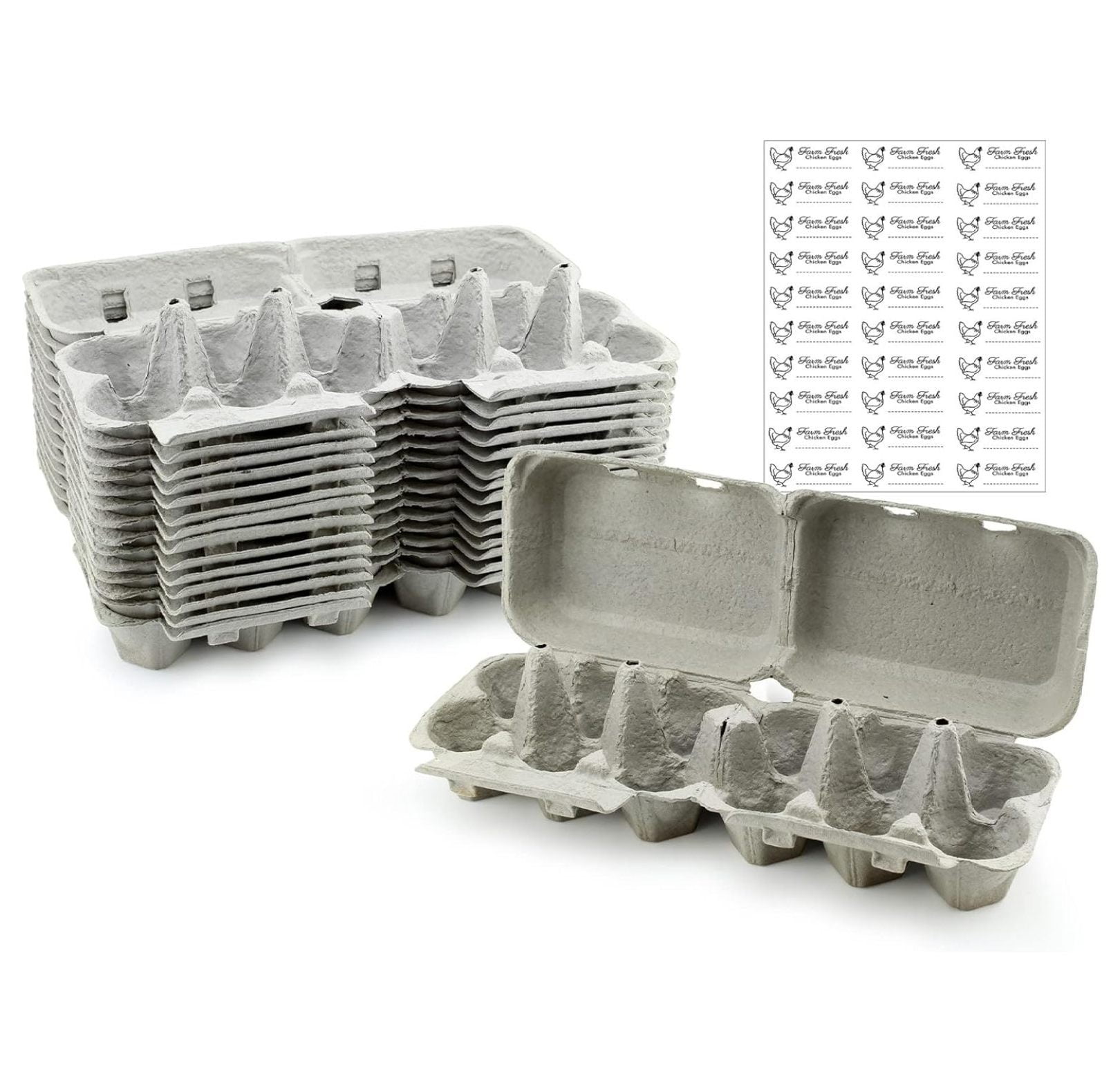 Half Dozen Egg Cartons (30-Pack); Split Apart Style for 6 or 12 Egg Use ...