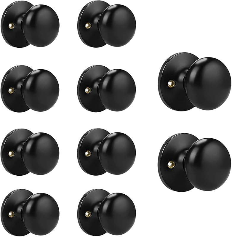 Half Dummy Door Knobs, 10 Pack Interior Door Handles Single Side, Black ...