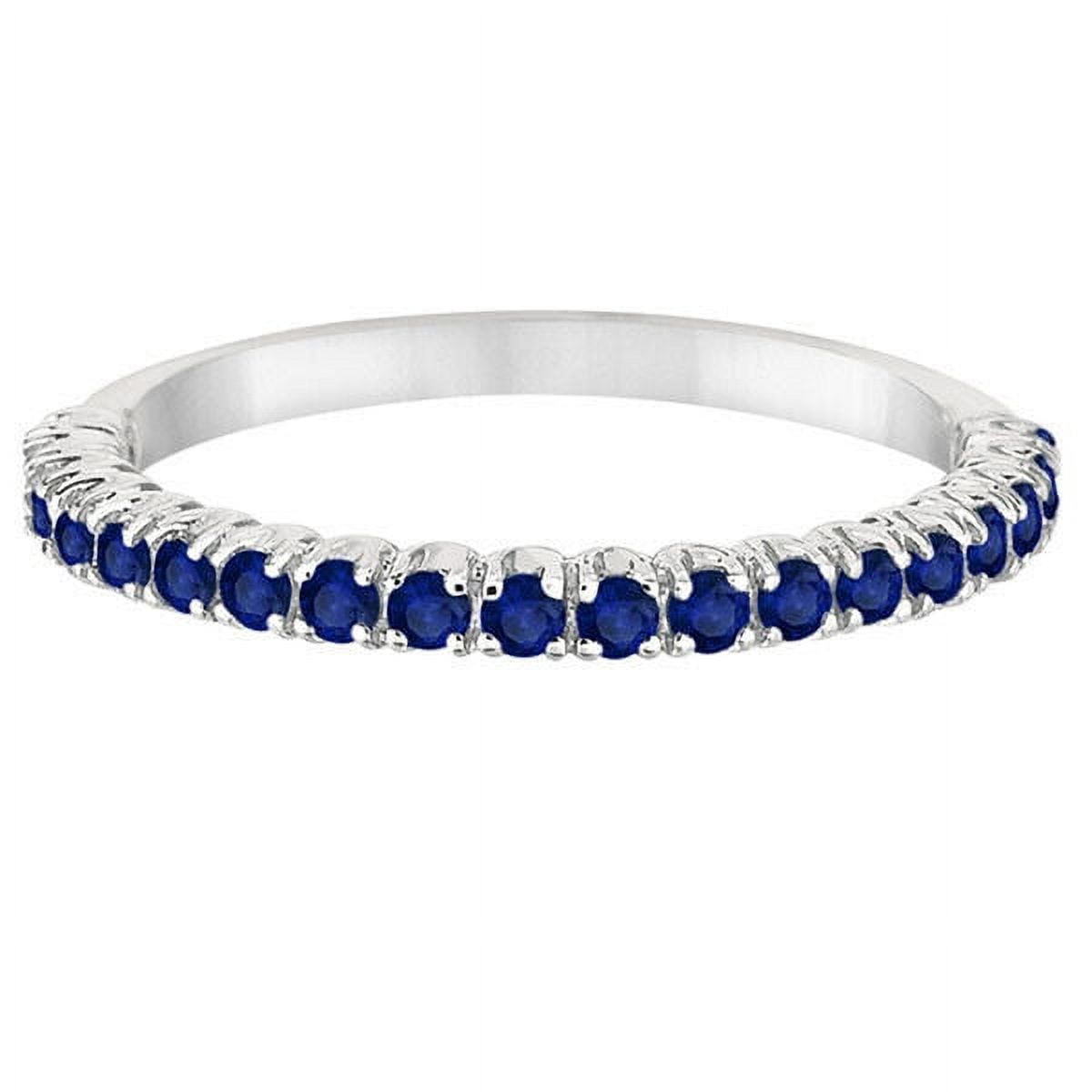 Half-Eternity Blue Sapphire Wedding Band Stacking Ring 925 Sterling ...