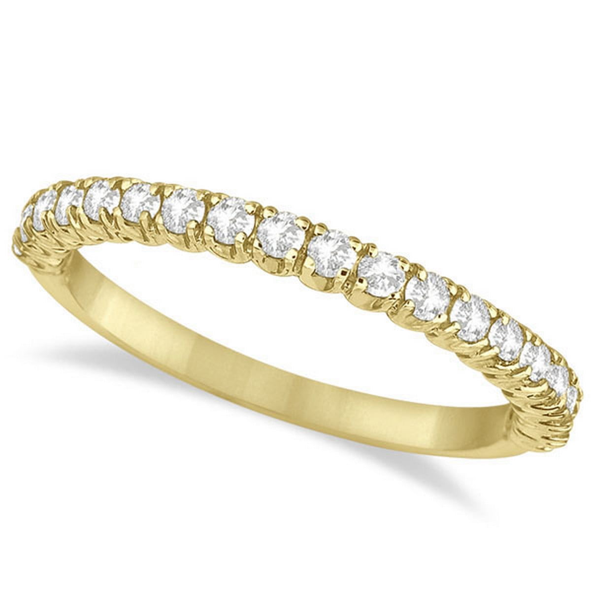 Half-Eternity Pave Thin Diamond Stacking Ring 14k Yellow Gold (0.50ct ...