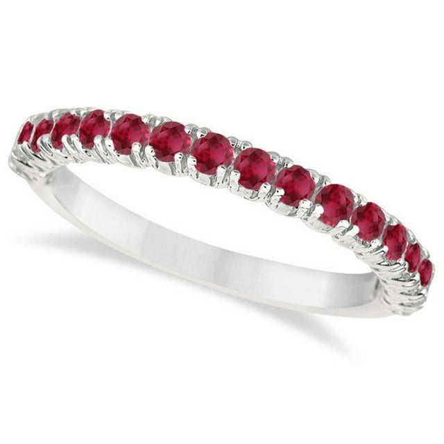Half-Eternity Pave-set Ruby Stacking Ring 14k White Gold (0.95ct) - Walmart.com