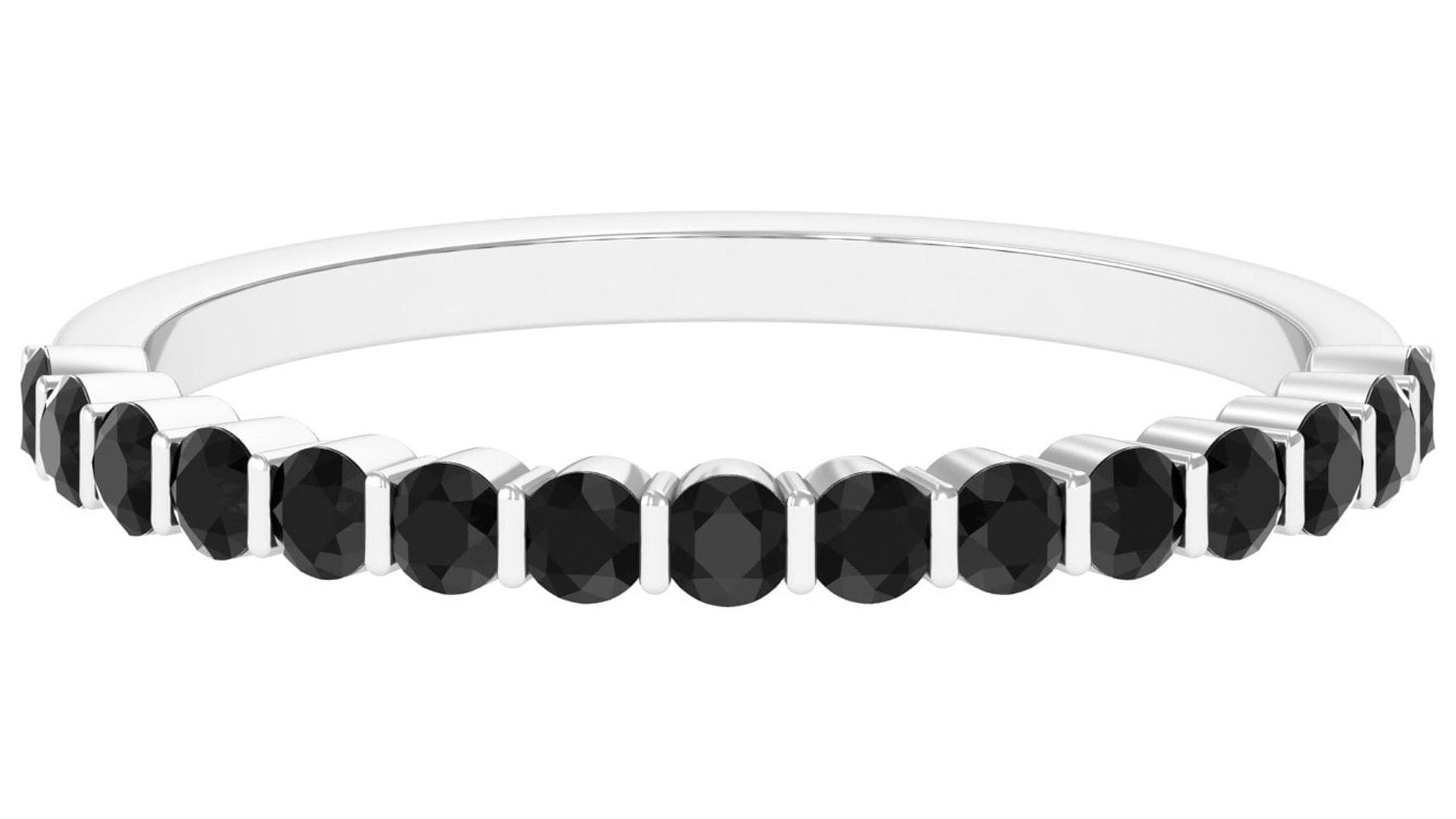 Half Eternity Ring with Round Shape Black Onyx for Women (1.25 CT ...