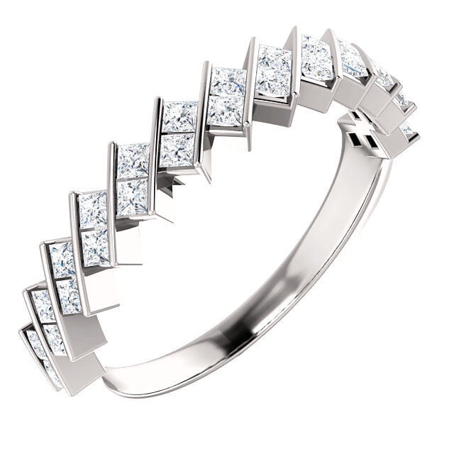 Half Eternity Women's Wedding Ring, Half Bezel Set Engagement Ring, 2 ...