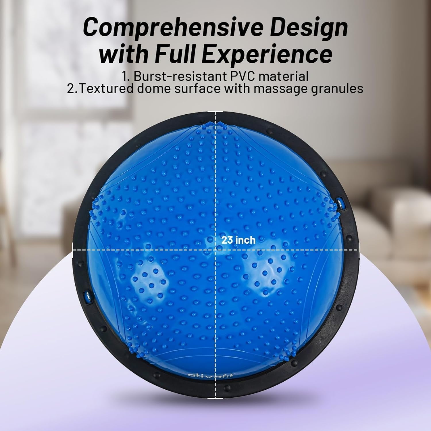 Half Exercise Ball with Massage Granules, Resistance Bands, and Dual ...