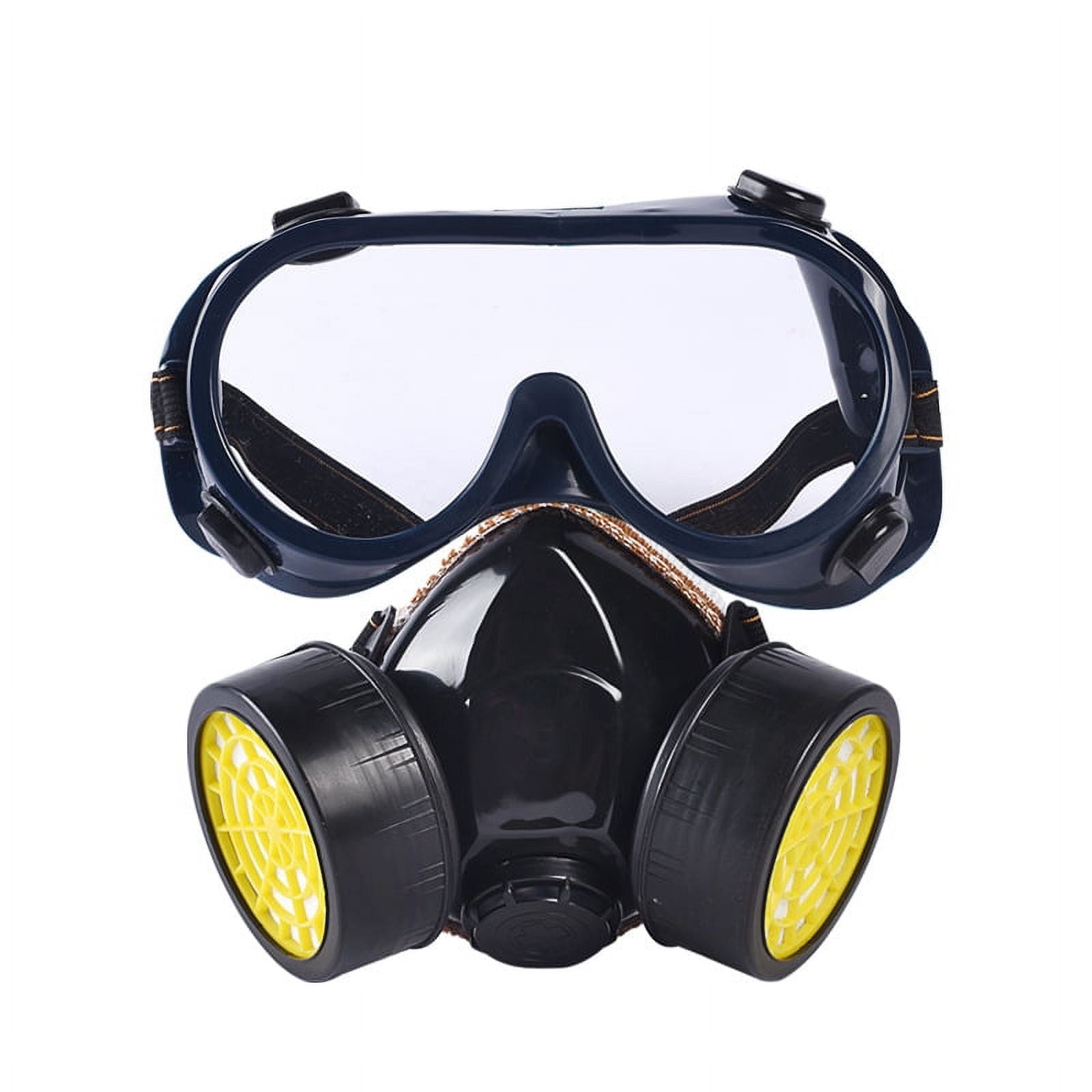 Half Face Respirator Gas Mask with Eye Shield, Dual Cartridge Safety ...