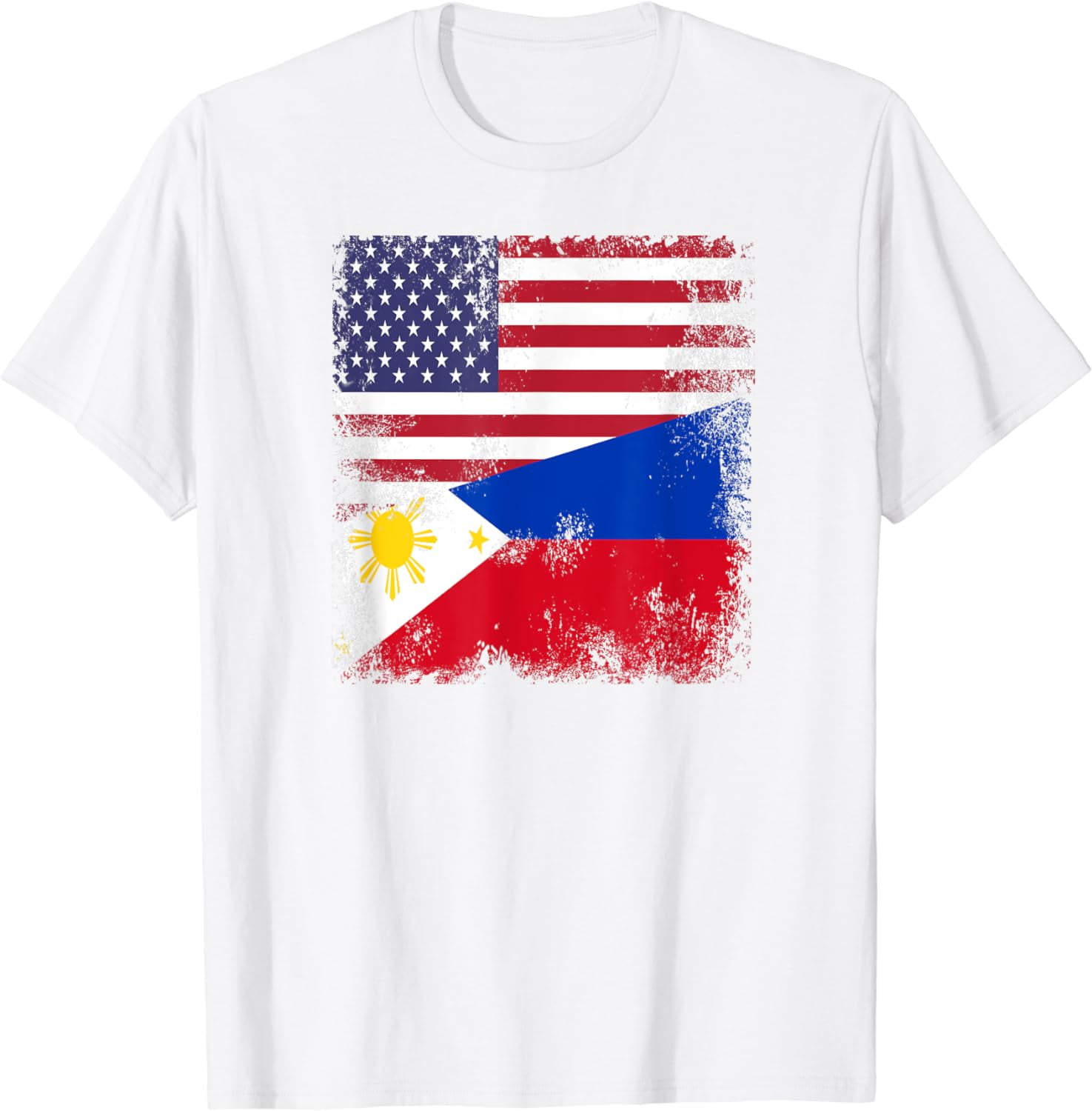 Half Filipino Flag T-Shirt | Vintage Philippines USA Gift - Walmart.com