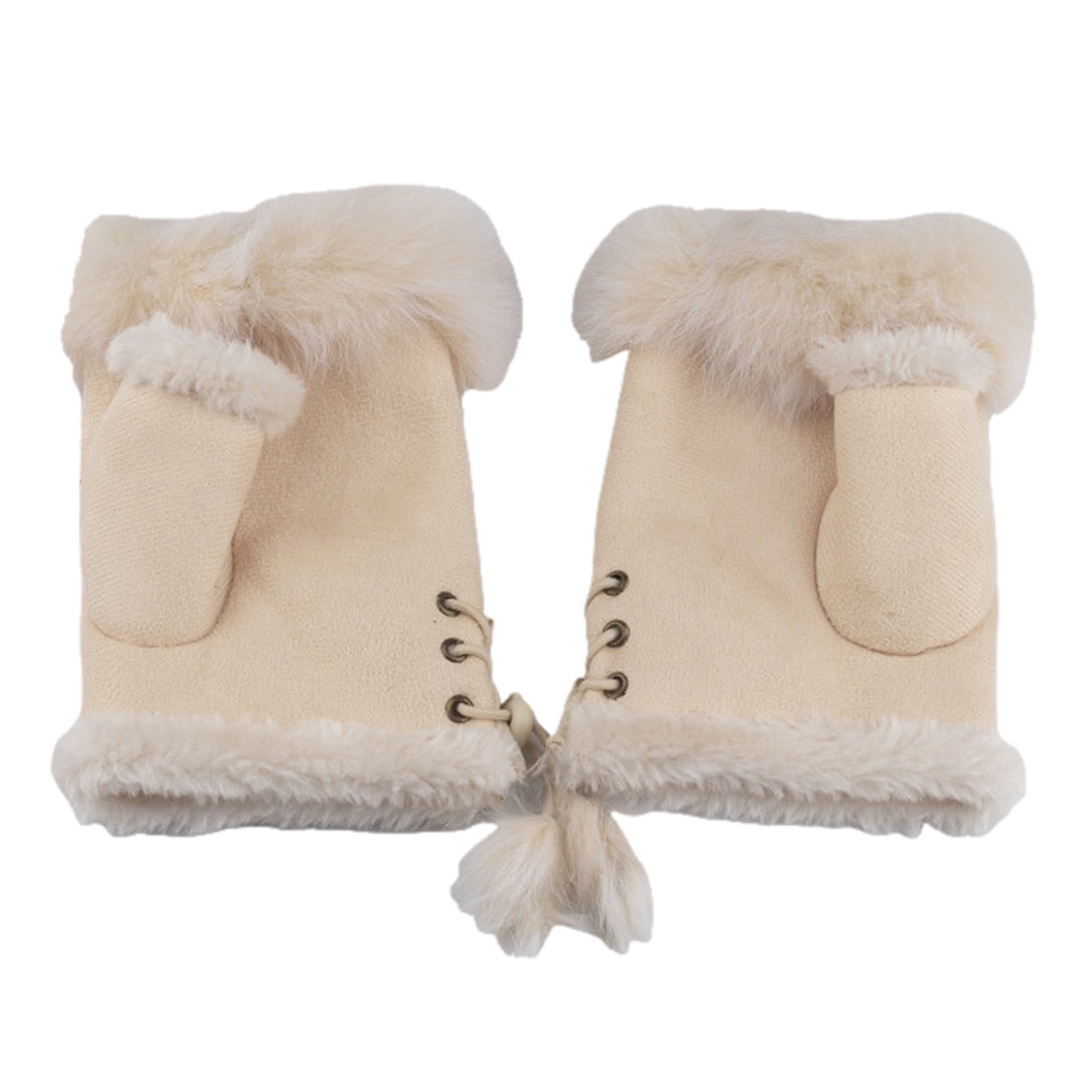 Half Finger Gloves Winter Warm Gloves Women's Keyboard Gloves Real Half ...