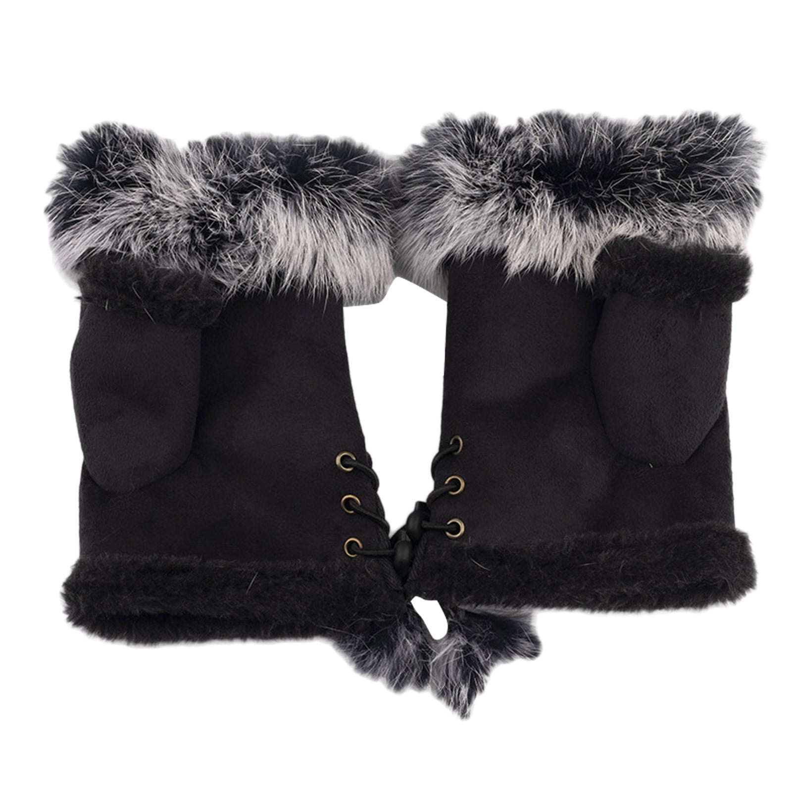 Half Finger Gloves Winter Warm Gloves Women's Keyboard Gloves Real Half ...