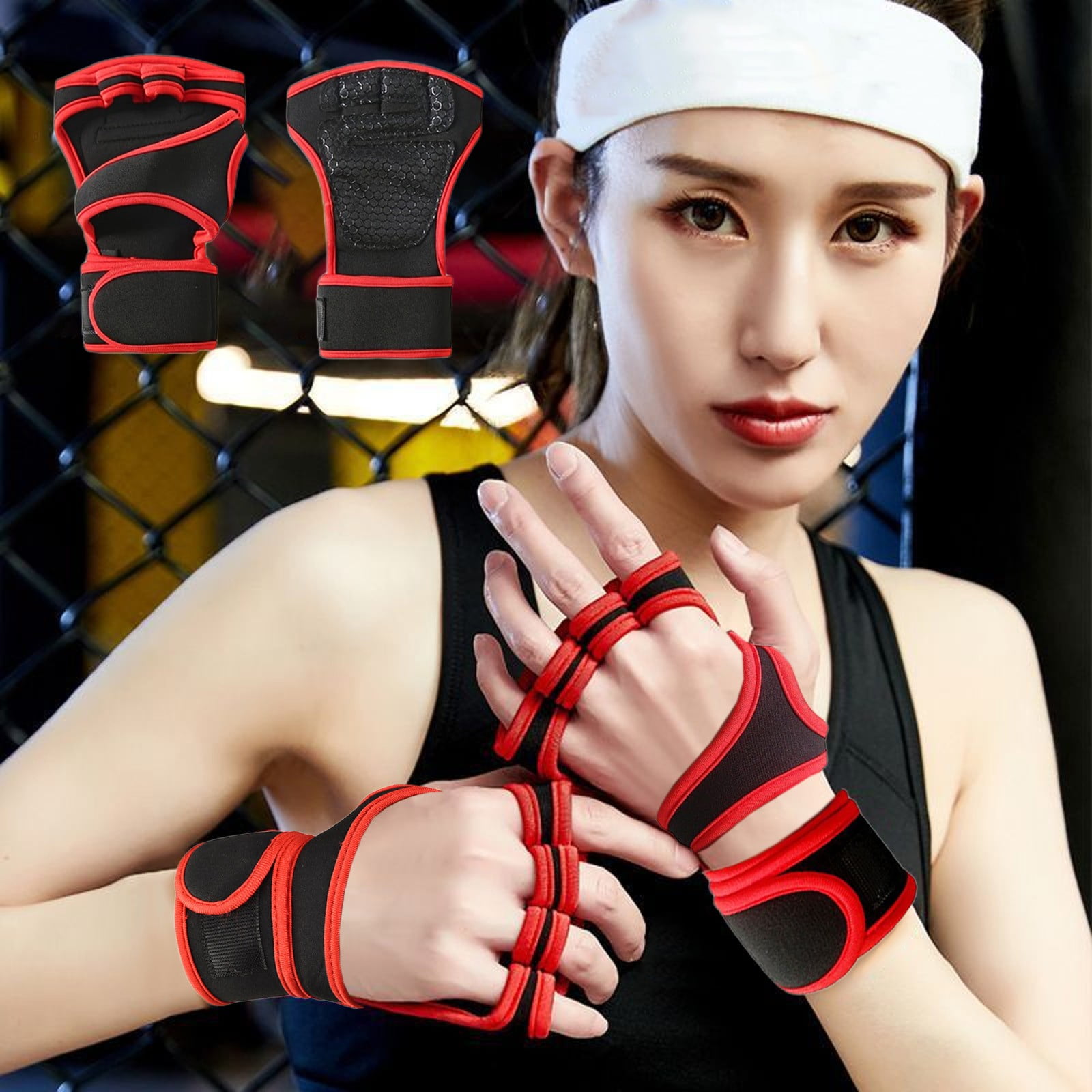 Half Finger Workout Gloves For Men Or Women Weight Lifting Gym Callus Protection Wrist Support ...