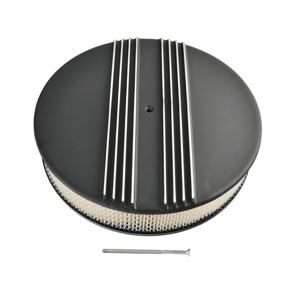 Half Finned Round Air Cleaner Set 14x3 Inch Black Aluminum - Walmart.com