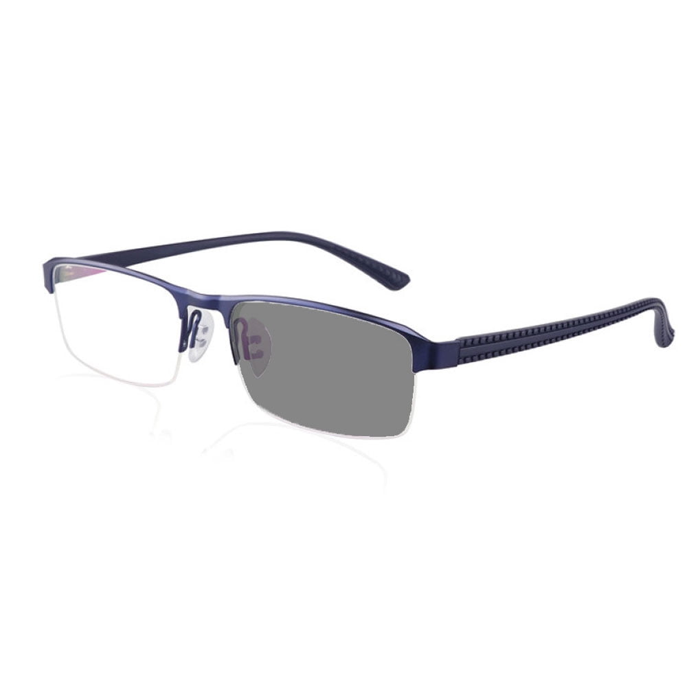 Half Frame PHOTOCHROMIC Rectangle Blue Eyeglasses Glasses for Men, Half ...