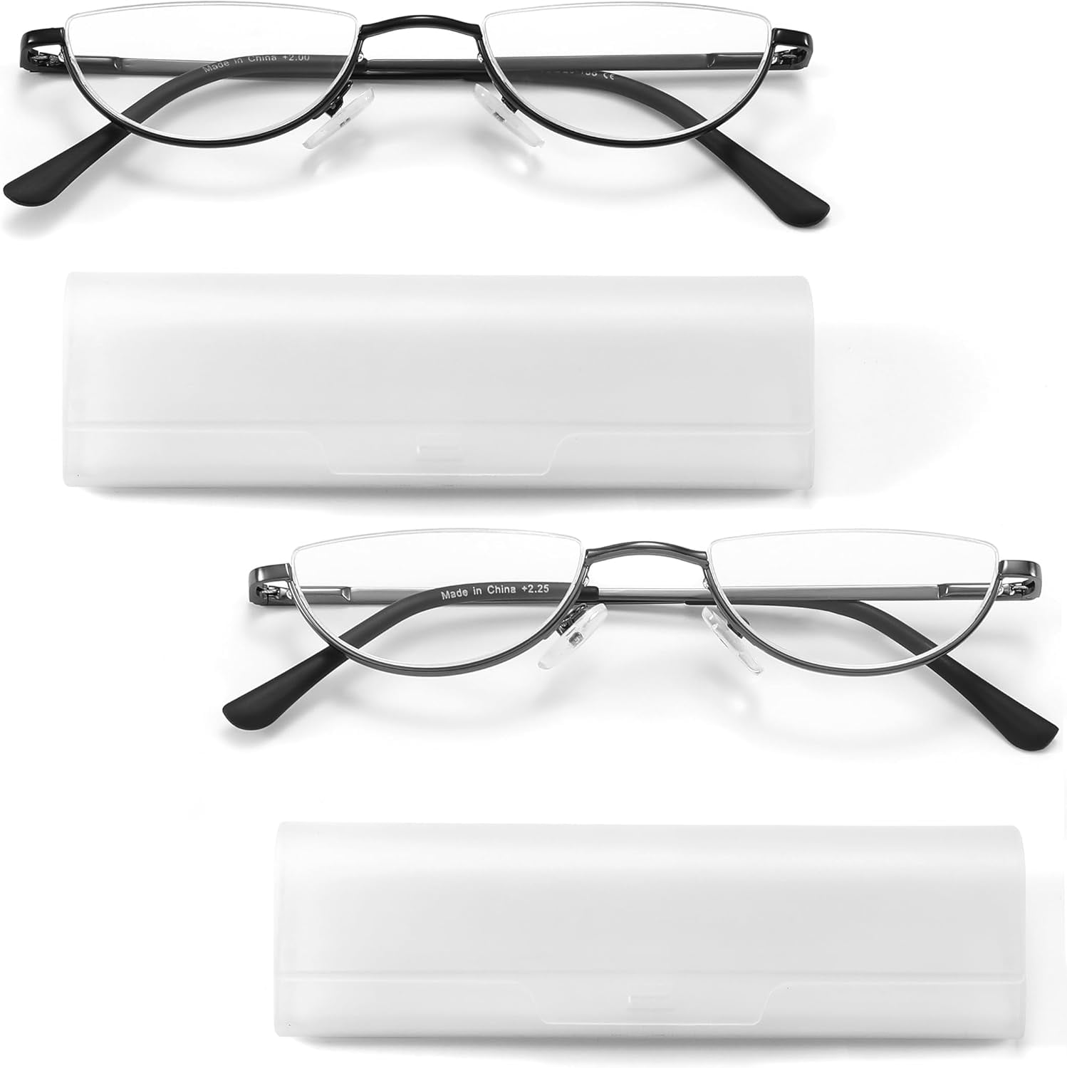 Half Frame Reading Glasses Anti Blue Light UV Filter, Half Moon Lens ...