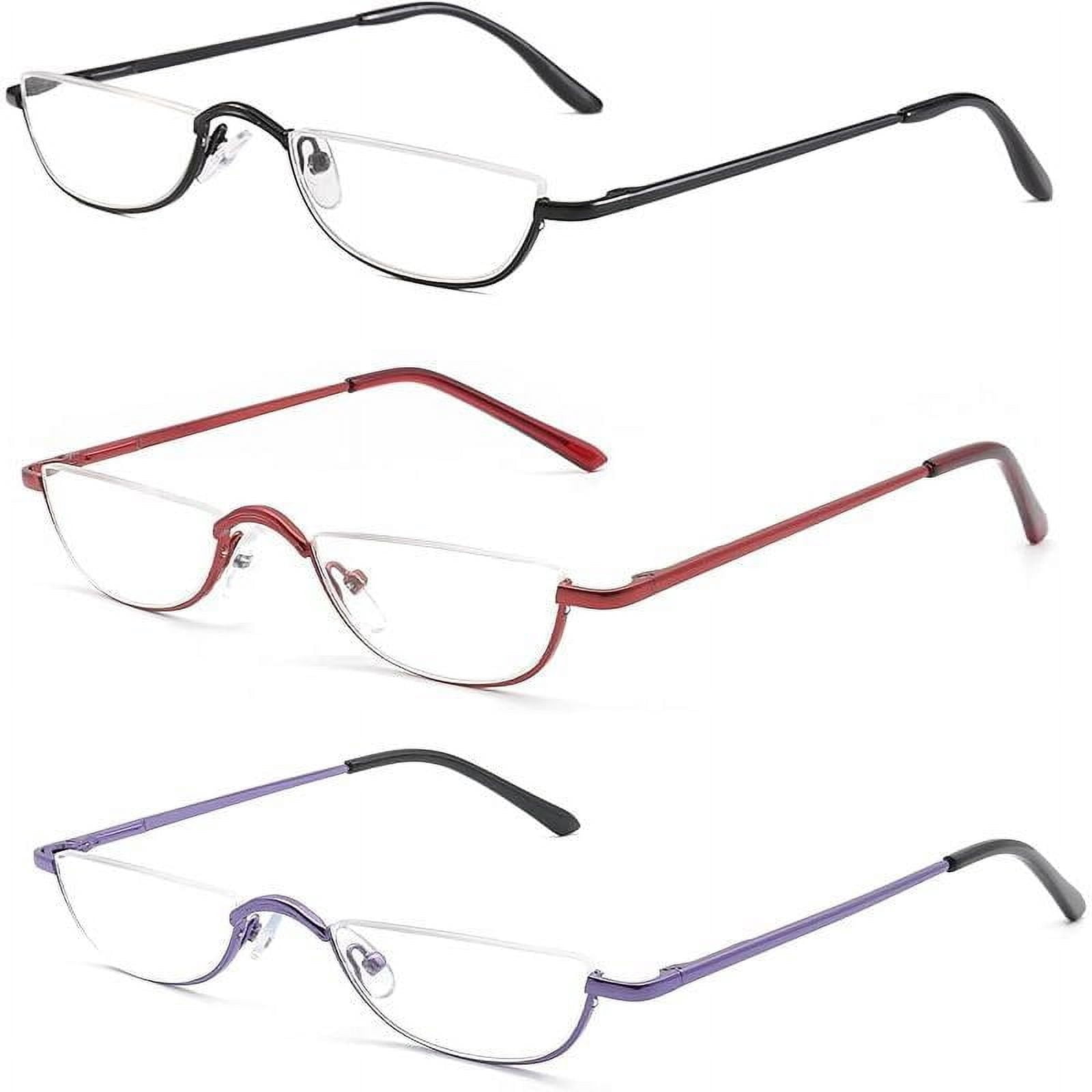 Half Frame Reading Glasses, Half Metal Moon Readers for Women Men 2 ...