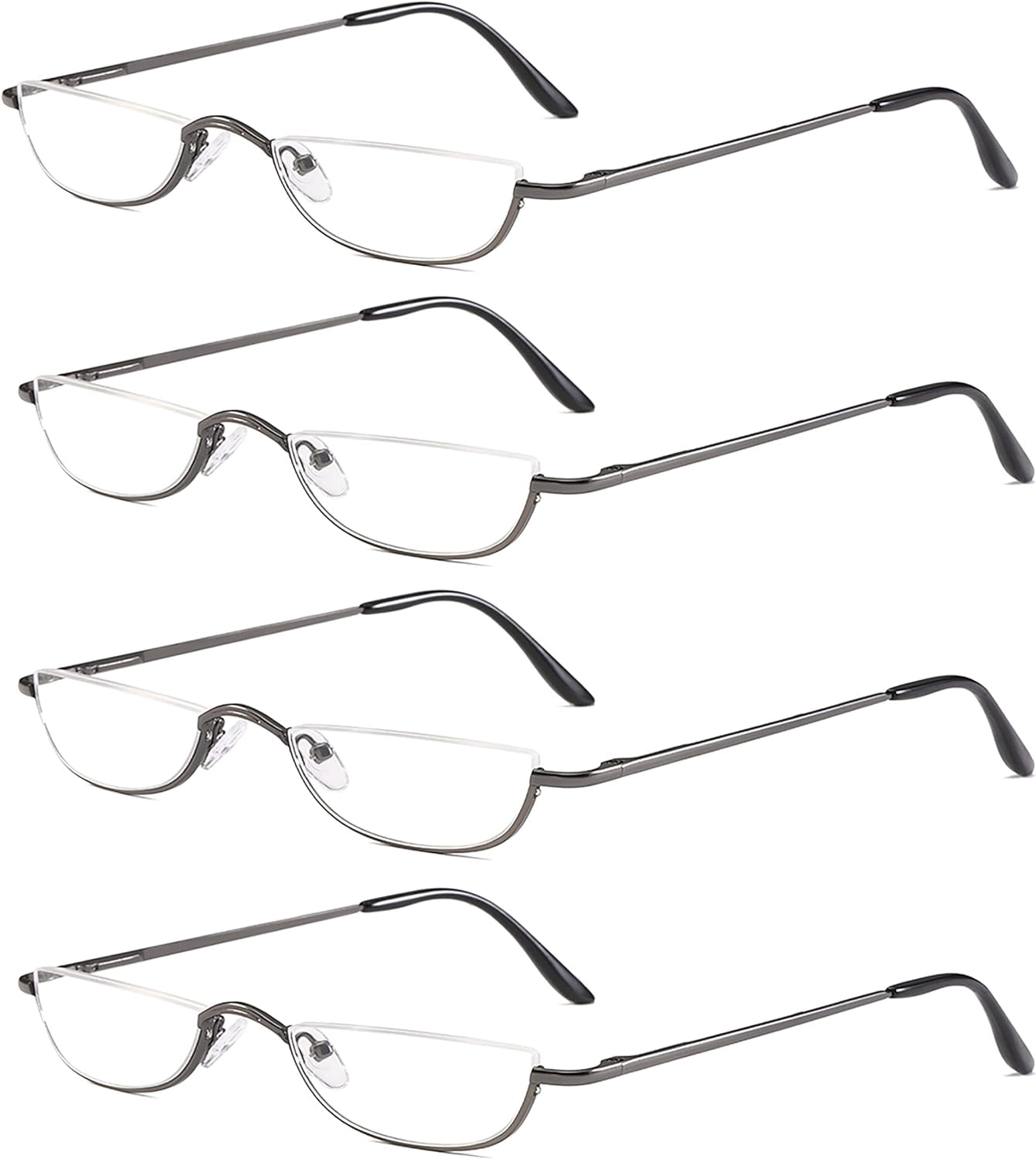 Half Frame Reading Glasses, Half Metal Moon Readers for Women Men 3.50 ...