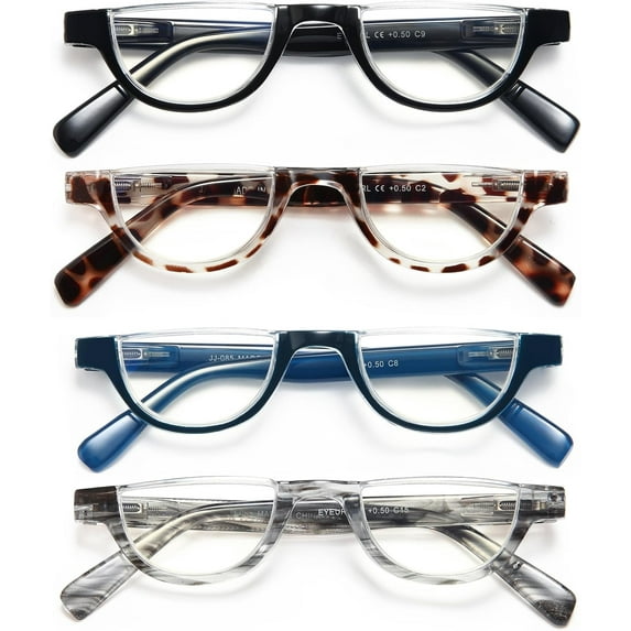 Half Frame Reading Glasses for Women-4 Blue Light Glasses Fashion ...