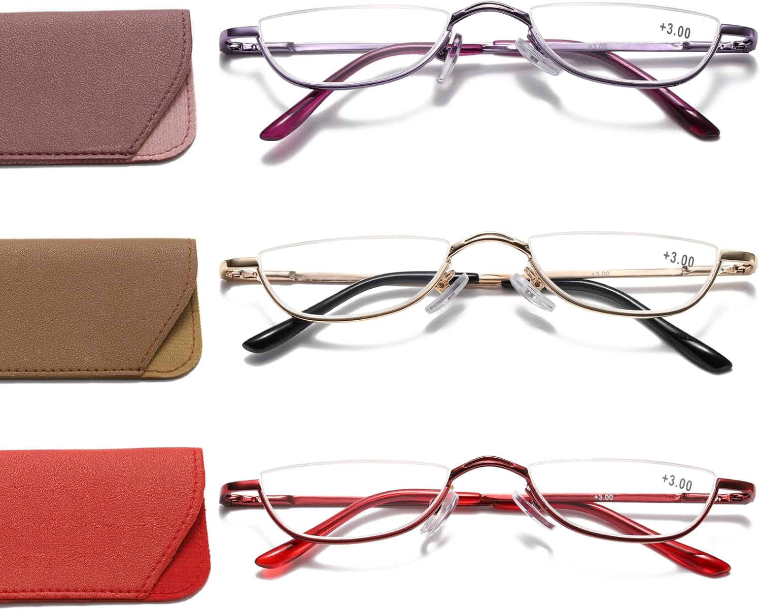 Half Frame Reading Glasses for Women Men Slim Half Moon Lens Readers ...