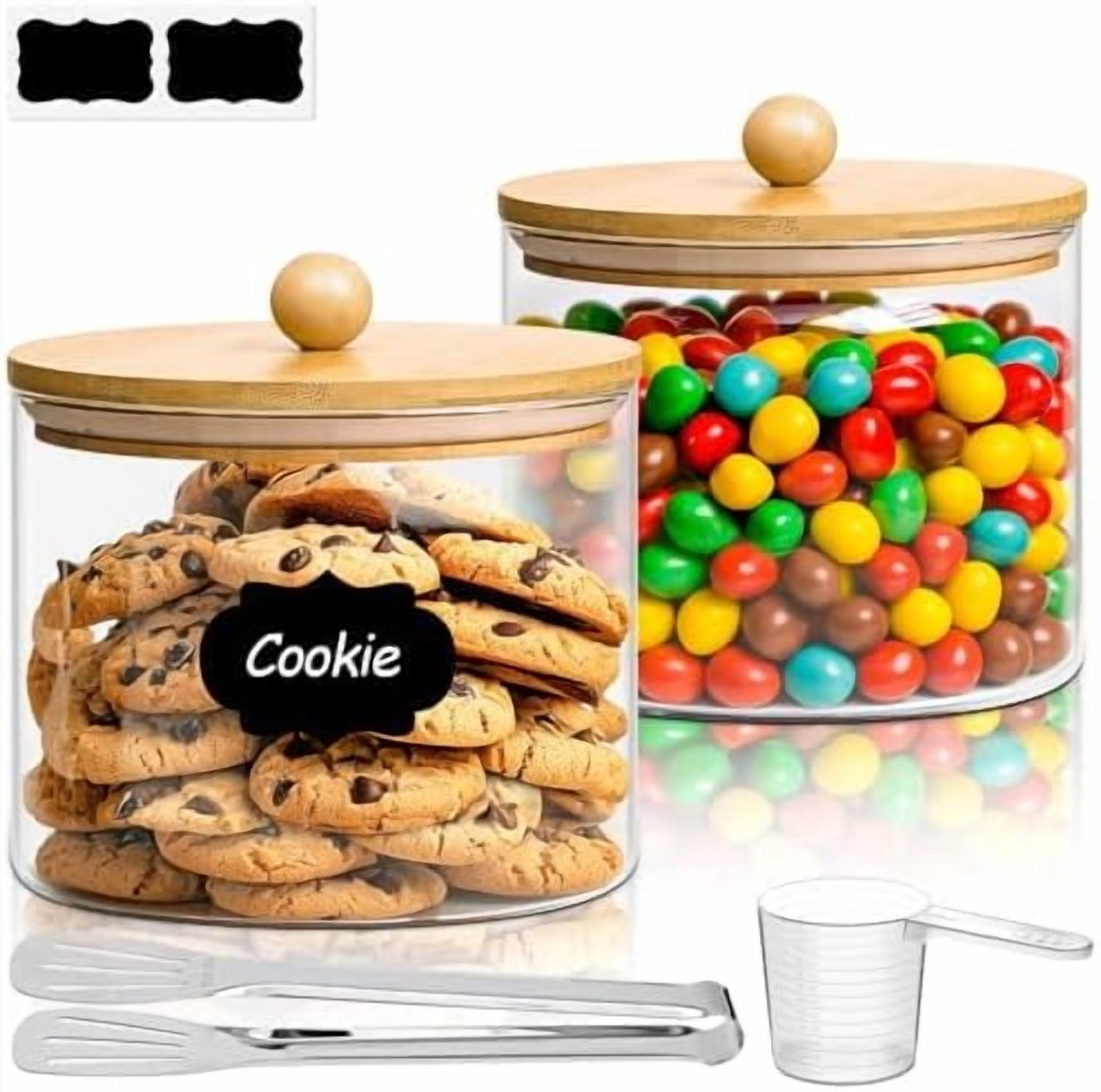 Half Gallon Cookie Jar, Large Glass Jar with Lid Set of 2, 1.8 Qt Glass ...