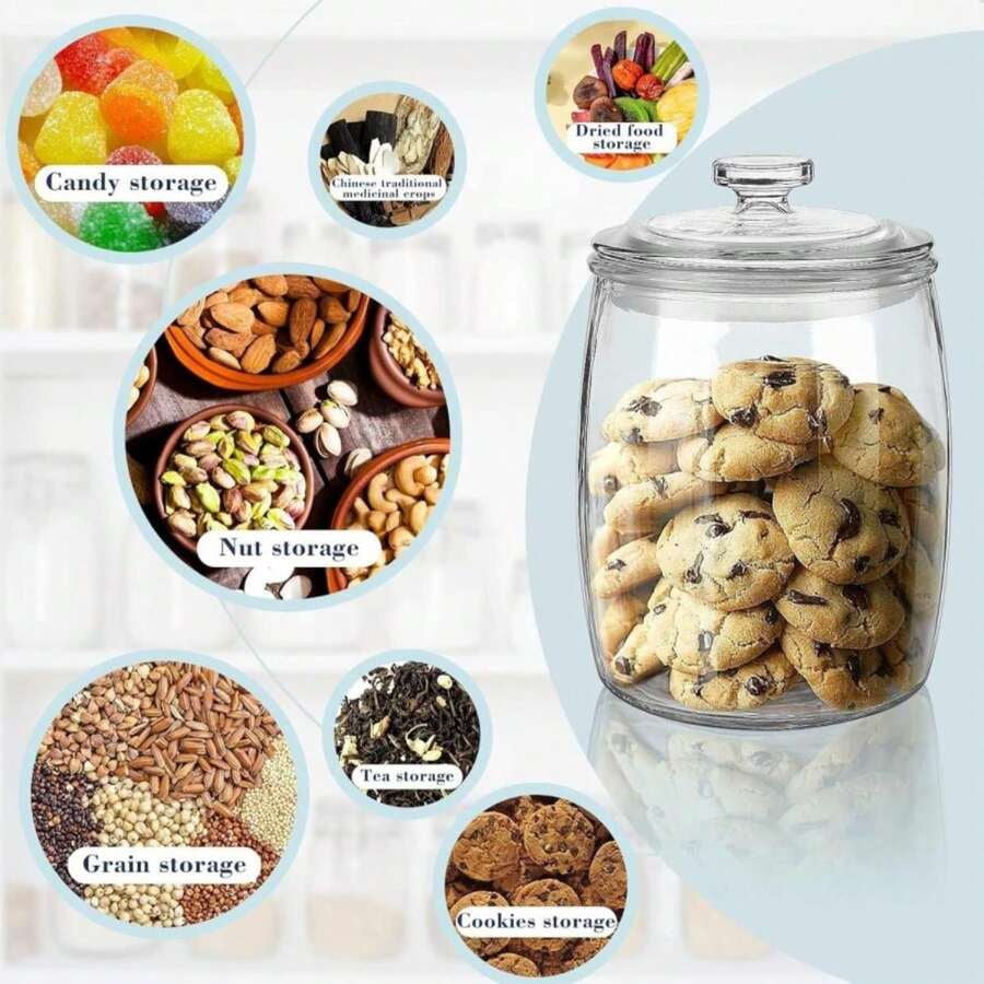 Half Gallon Glass Jars With Lid, Wide Mouth Cookie Jars Set Of 2 ...