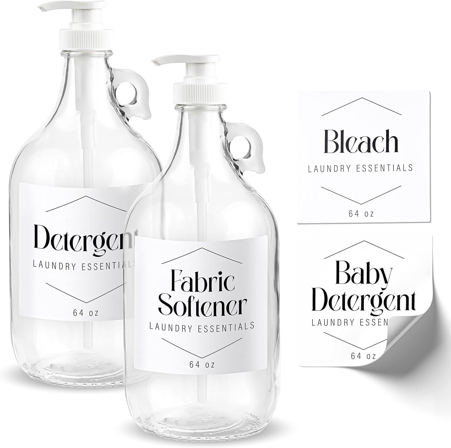 Half Gallon Glass Laundry Room Dispenser Pump Bottle For Detergent ...