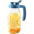 Half Gallon Glass Pitcher With Lid 64 Oz Wide Mouth Mason Jar Cold Hot ...