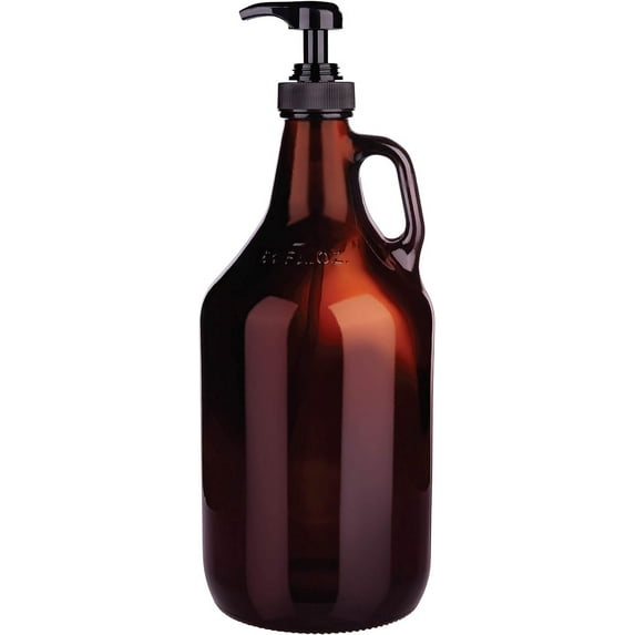 Half Gallon Glass Pump Dispenser Bottle, Large Jug with Pump for ...