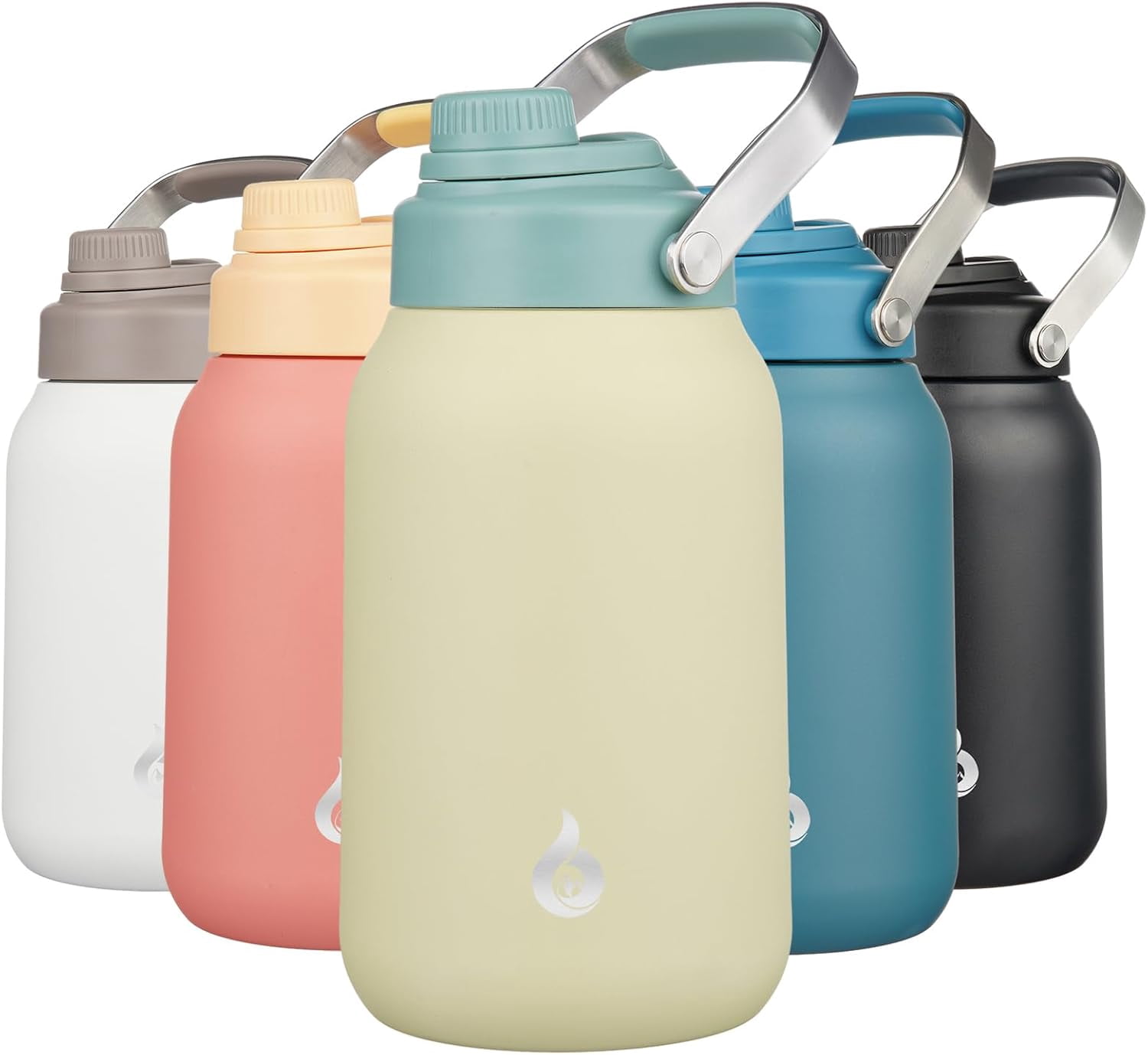 Half Gallon Insulated Water Bottles, 64oz Water Jug with Metal Handle ...