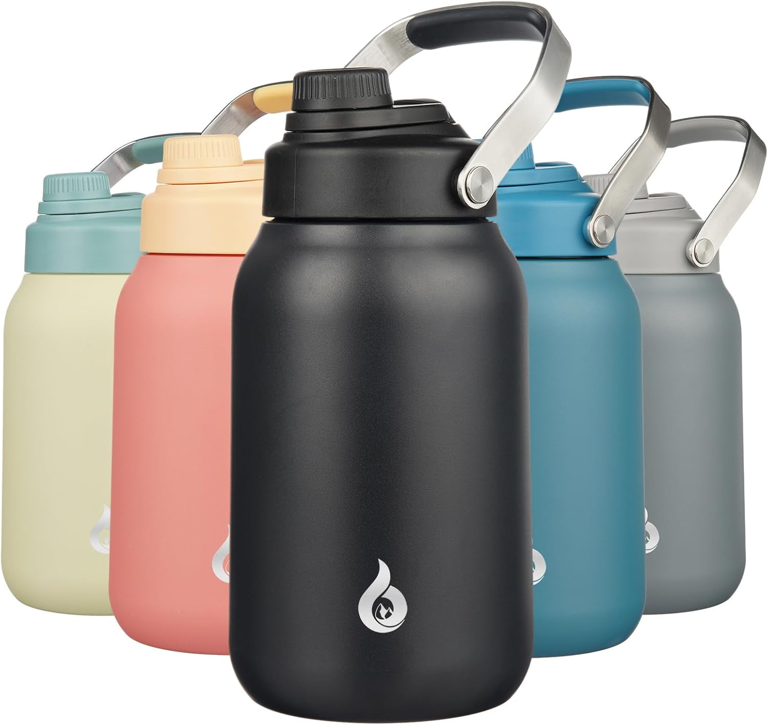 Half Gallon Insulated Water Bottles, 64oz Water Jug with Metal Handle ...