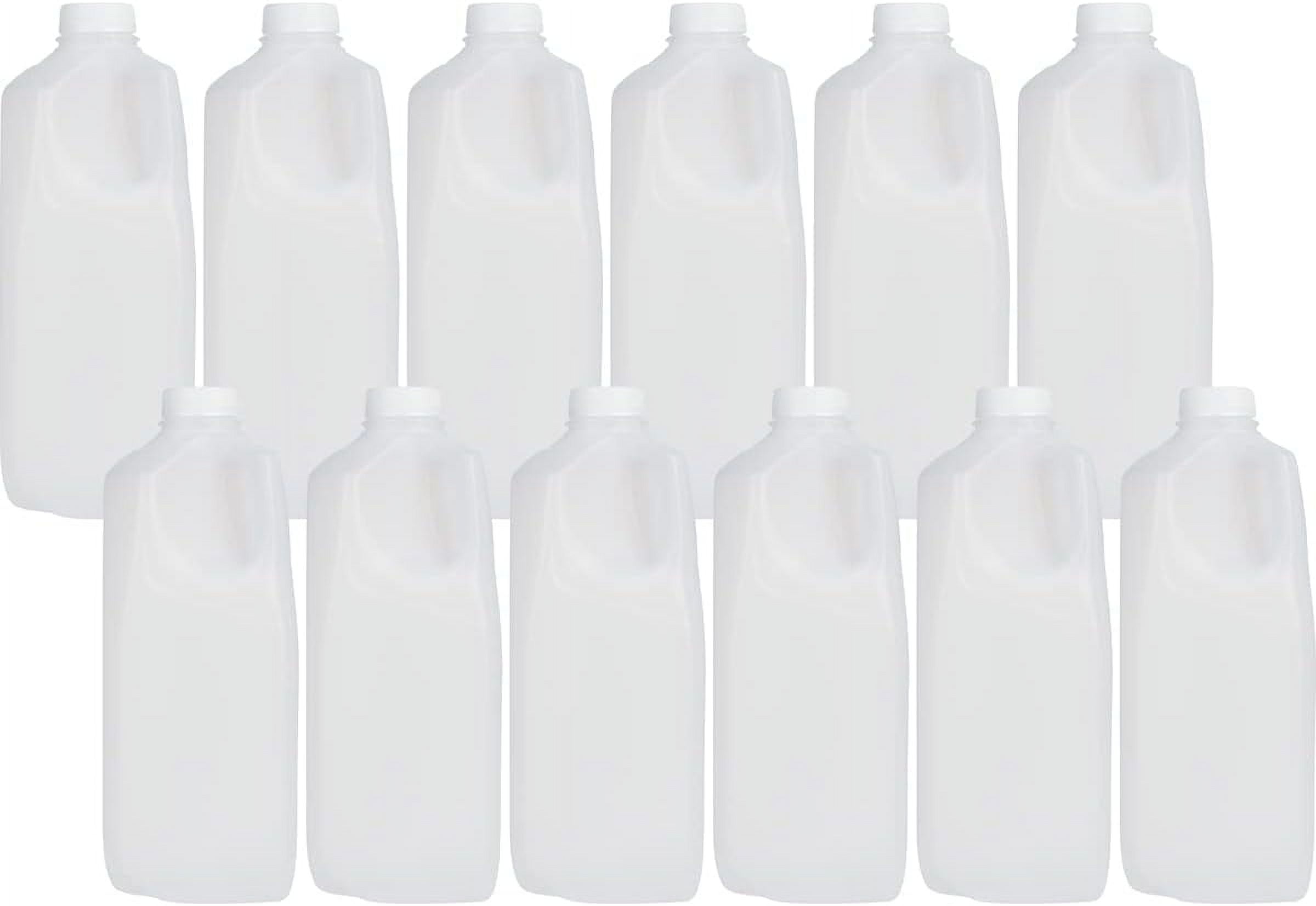 Half Gallon Jugs Bottles (12 PACK x 64 Oz Ea) with Tamper Evident White ...