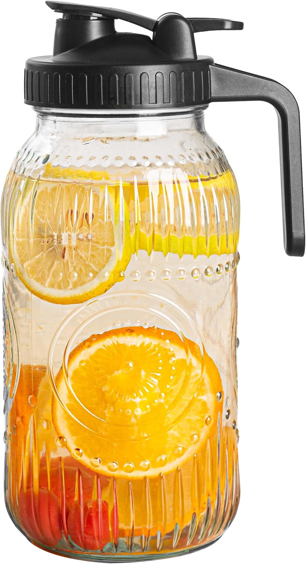 Half Gallon Mason Jar Pitcher Large 64 oz Wide Mouth with Lid - 2 Quart ...