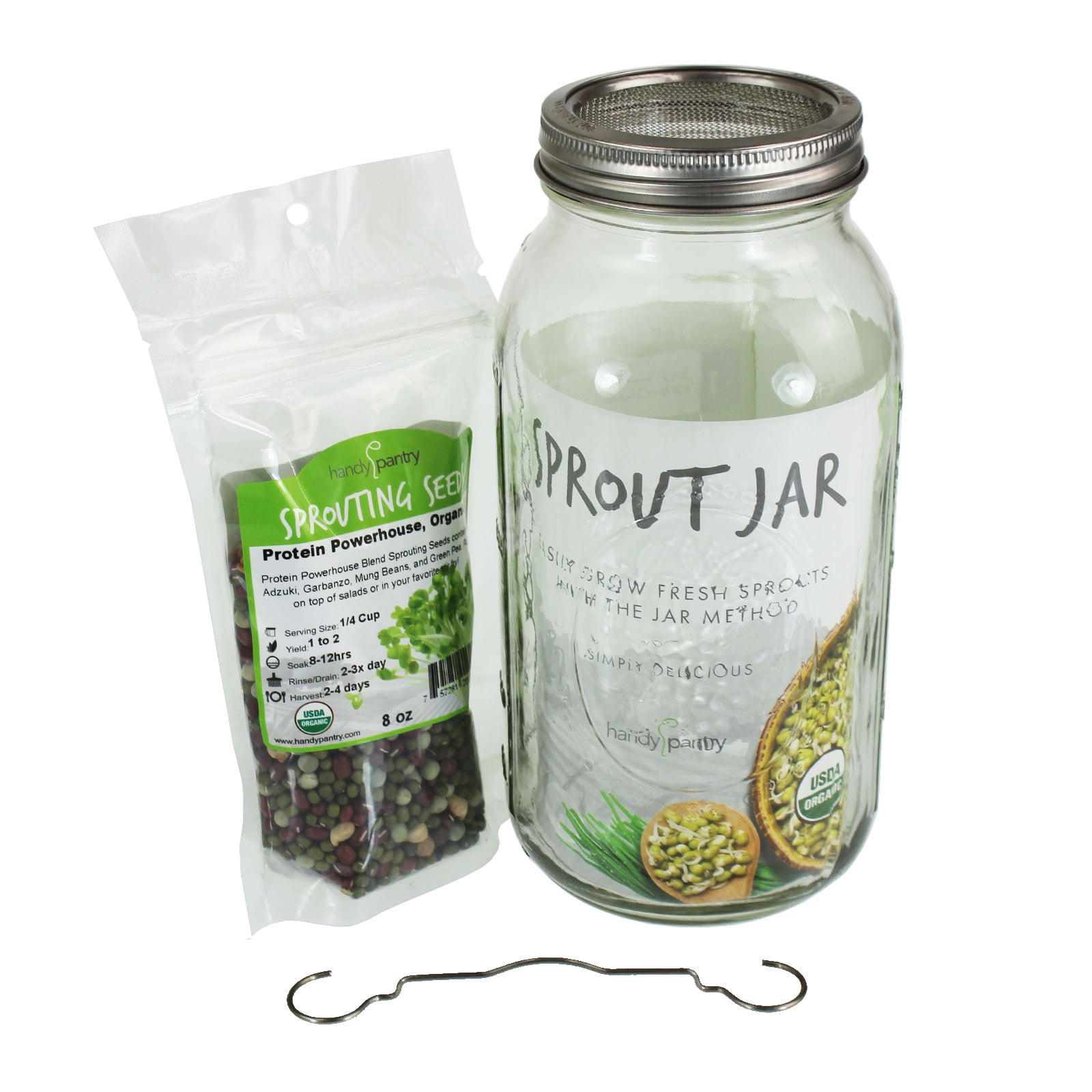 Half Gallon Sprouting Jar With Stainless Steel Sprouter Strainer Lid ...