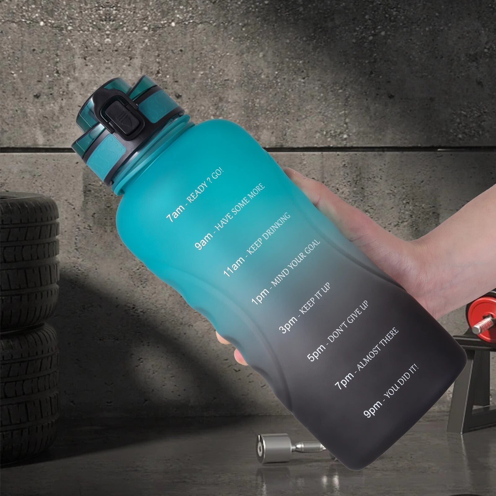 Half Gallon Water Bottle 2000 ml Large Capacity Motivational BPA-free ...