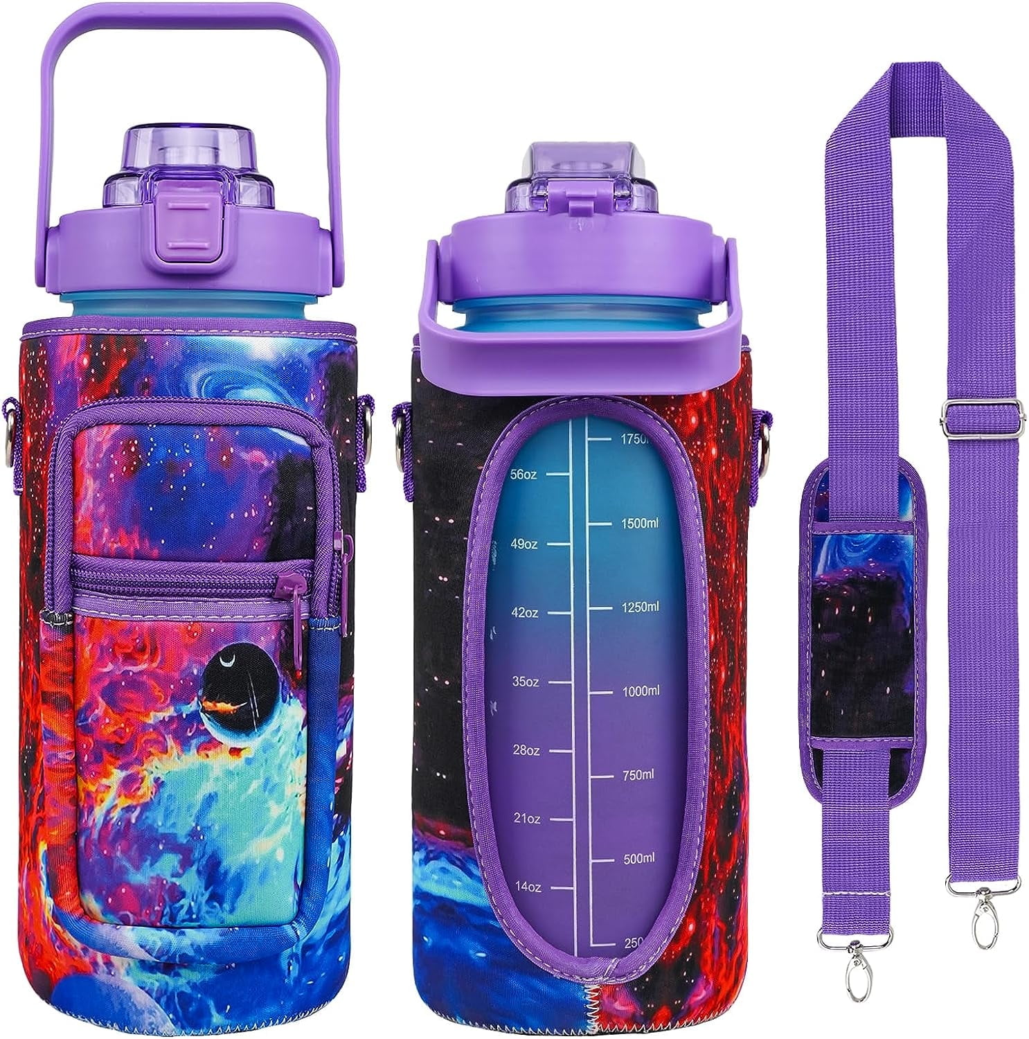 Half Gallon Water Bottle with Sleeve BPA Free 64 oz Water Jug with ...