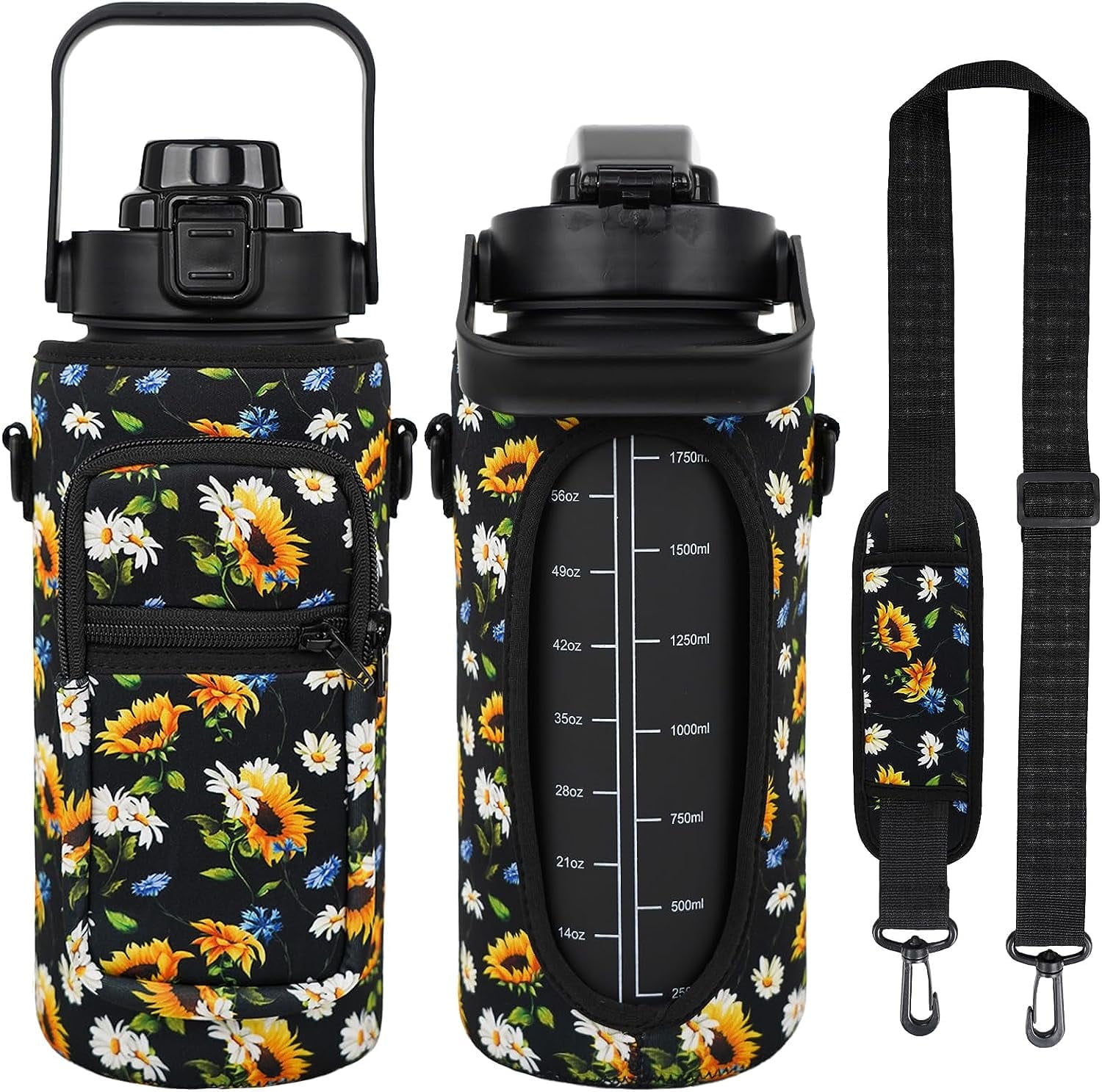 Half Gallon Water Bottle with Sleeve BPA Free 64 oz Water Jug with ...