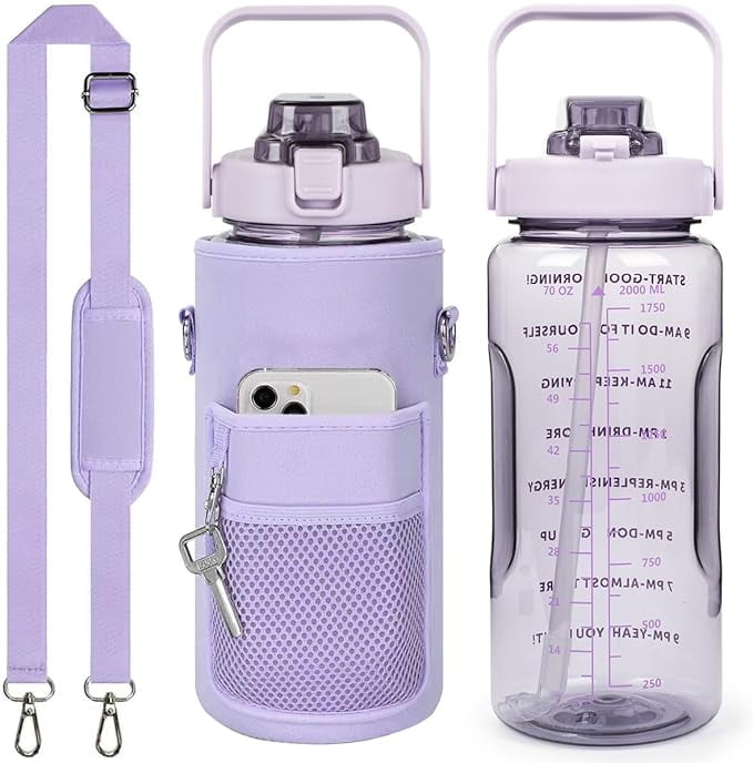 Half Gallon Water Bottle with Sleeve, Motivational Water Bottles with ...