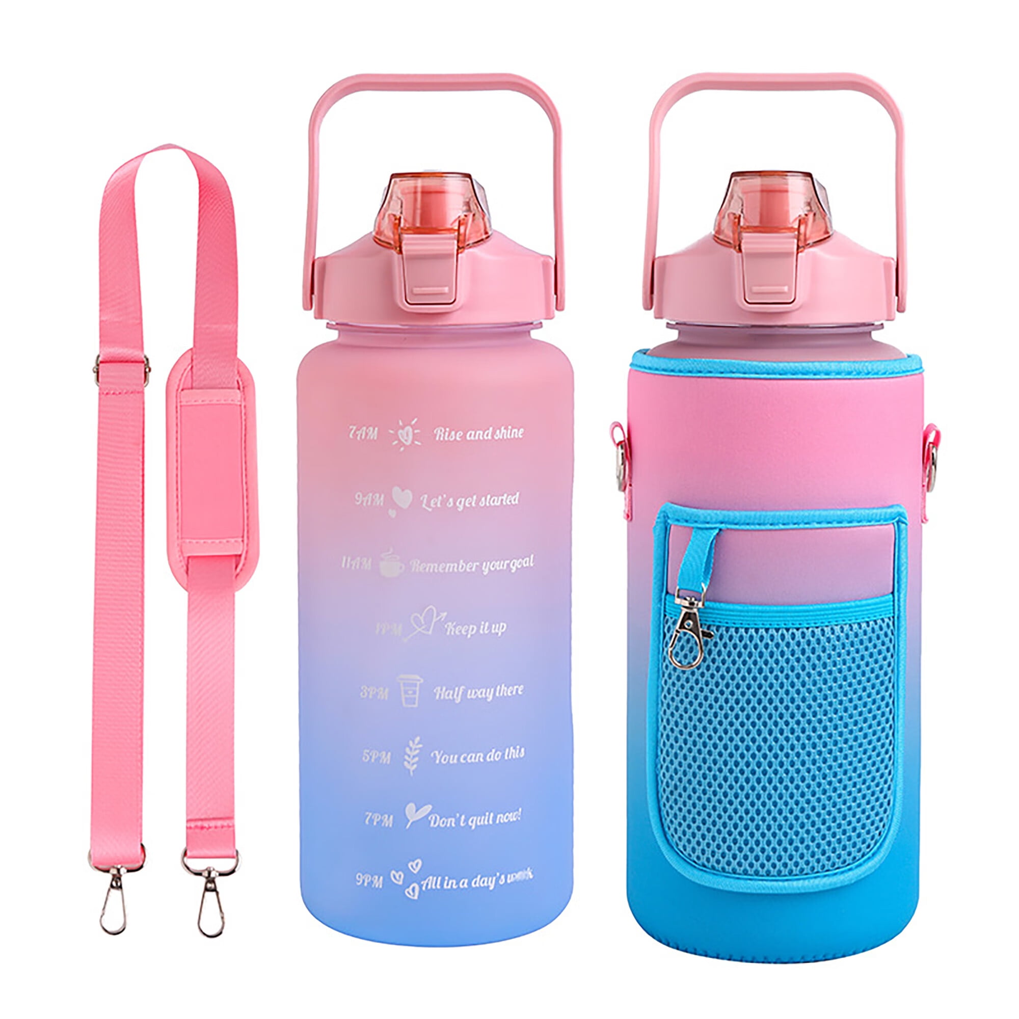 Half Gallon Water Bottle with Sleeve & Strap 64 OZ Water Bottle ...